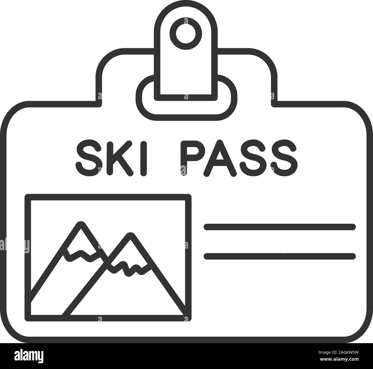Ski Pass Badge Linear Icon Thin Line Illustration Lift Ticket