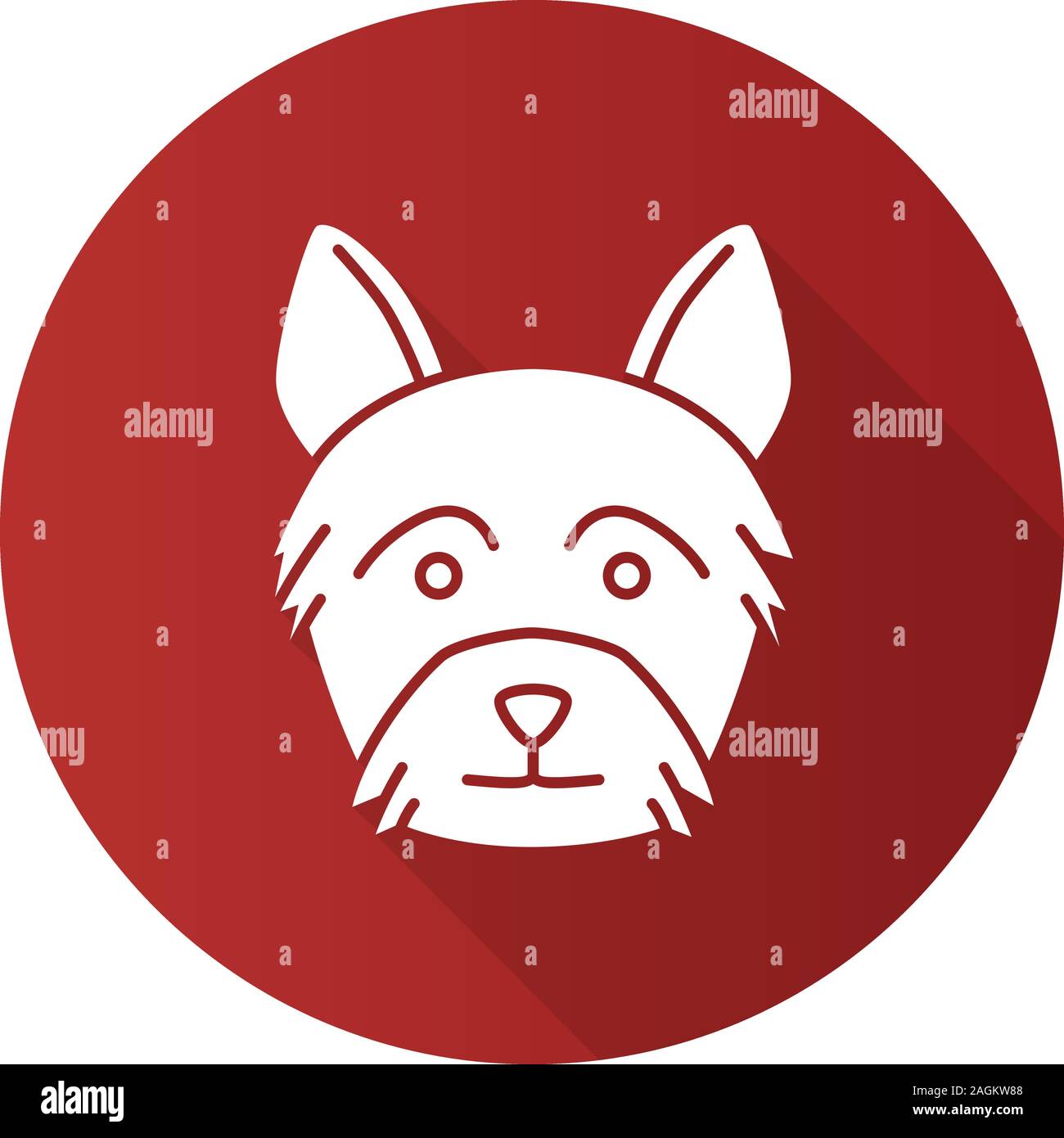 Yorkshire Terrier flat design long shadow glyph icon. Vector silhouette ...