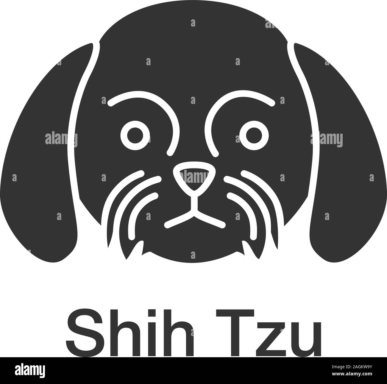 Shih Tzu glyph icon. Chrysanthemum dog breed. Silhouette symbol ...