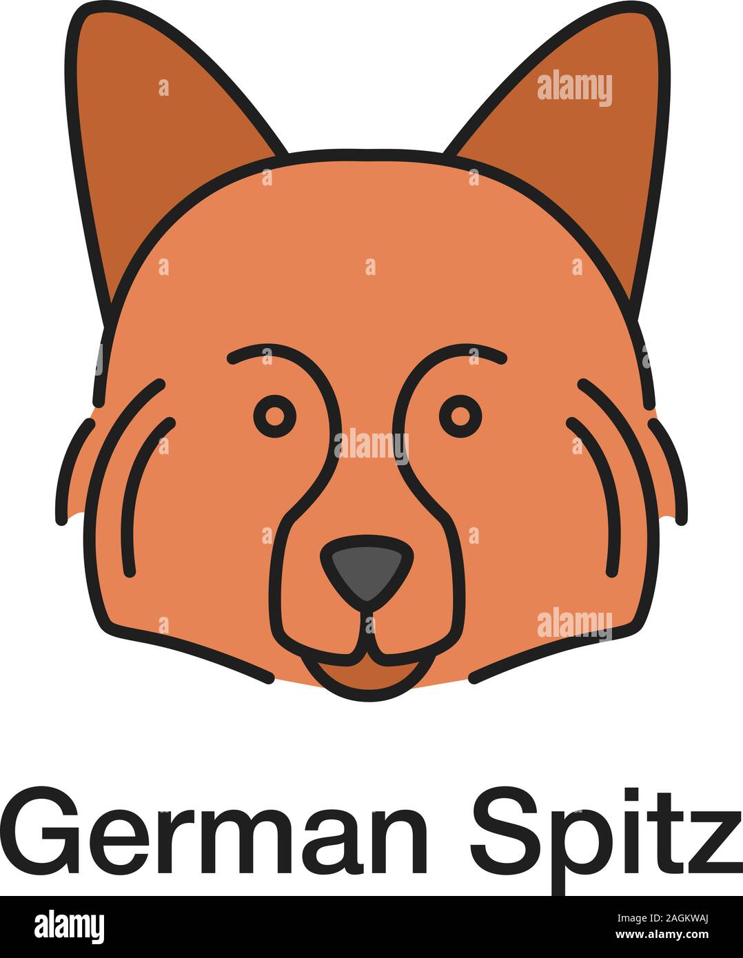 German Spitz color icon. Hunting dog breed. Isolated vector ...