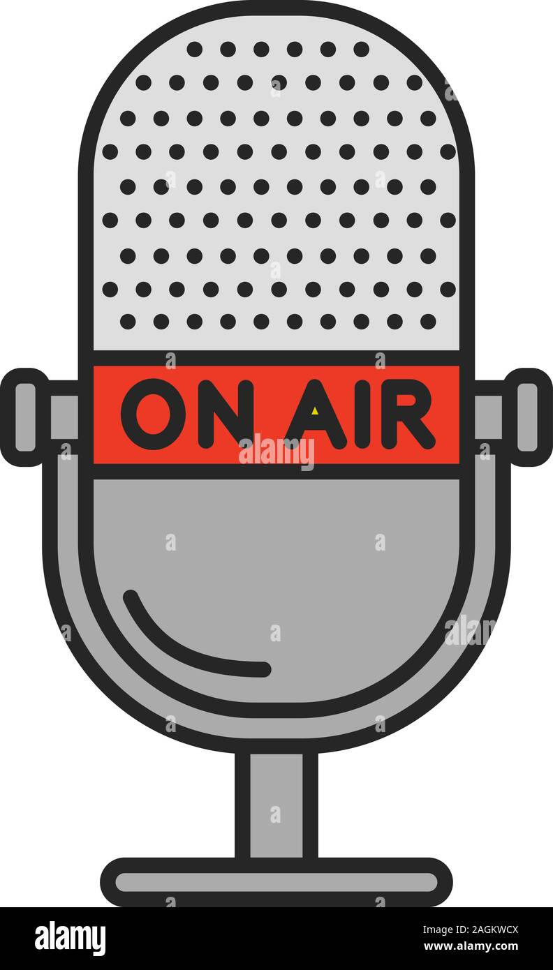 Microphone color icon. Radio broadcasting. On air. Isolated vector ...
