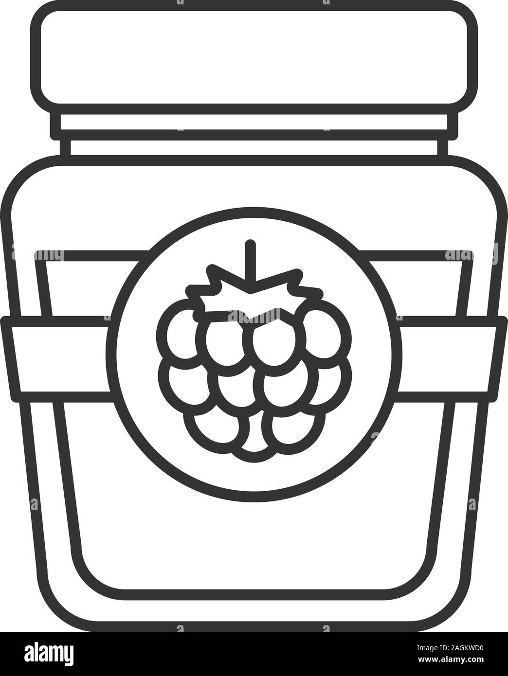 Raspberry or blackberry jam jar linear icon. Thin line illustration ...