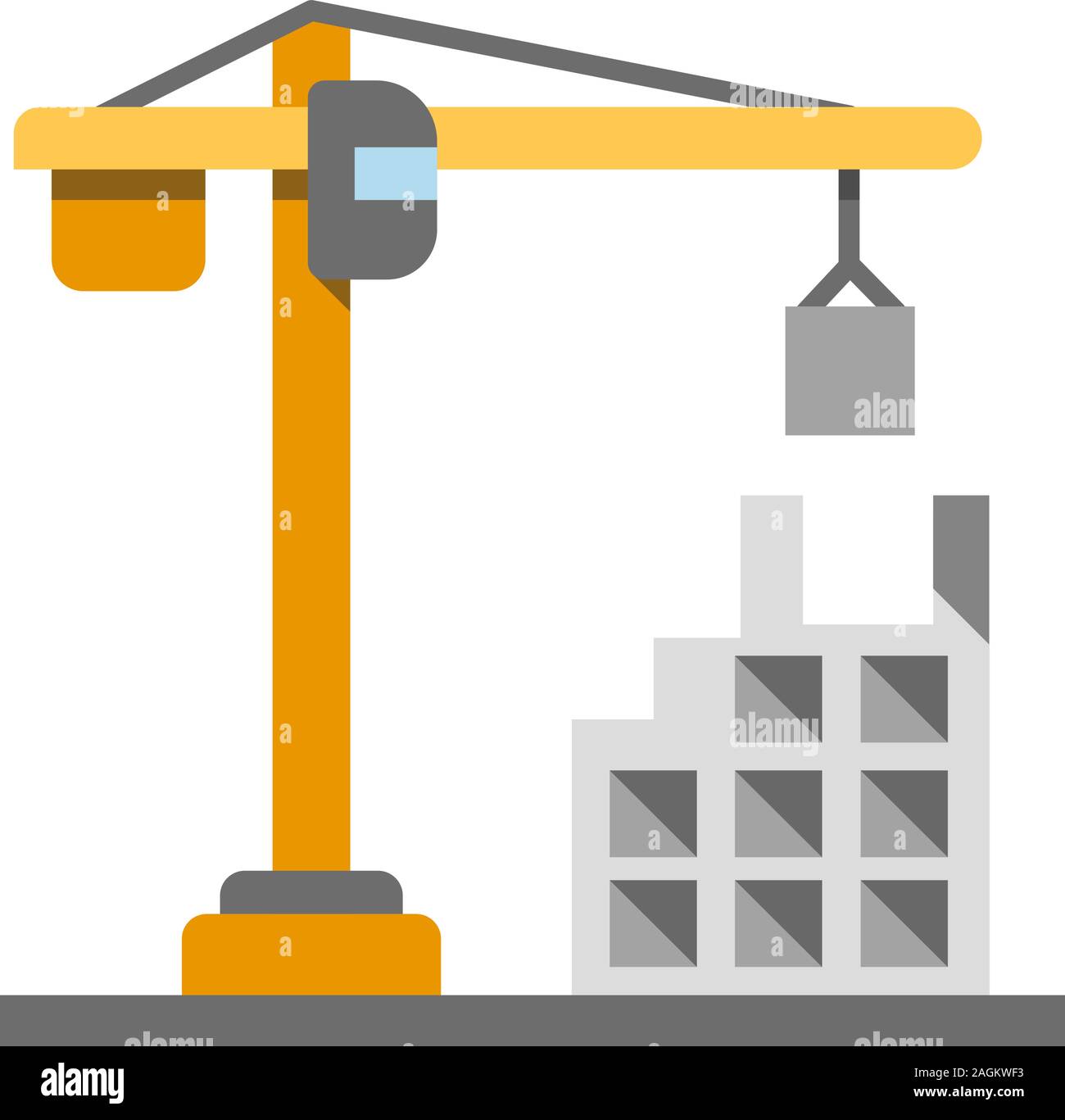 Building, constructing flat design long shadow color icon. Property ...