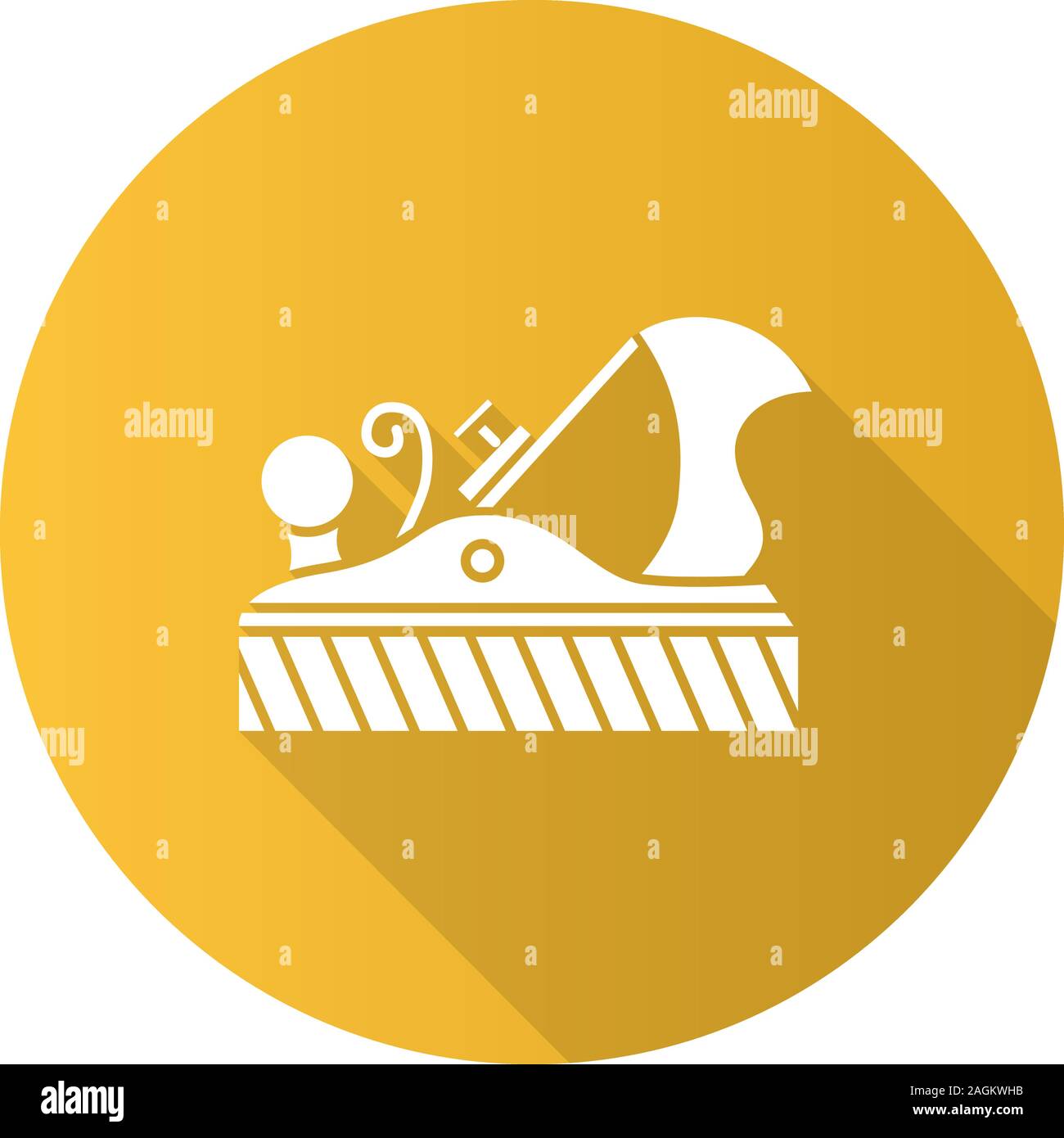 Jack plane flat linear long shadow icon. Woodworking. Bench plane ...