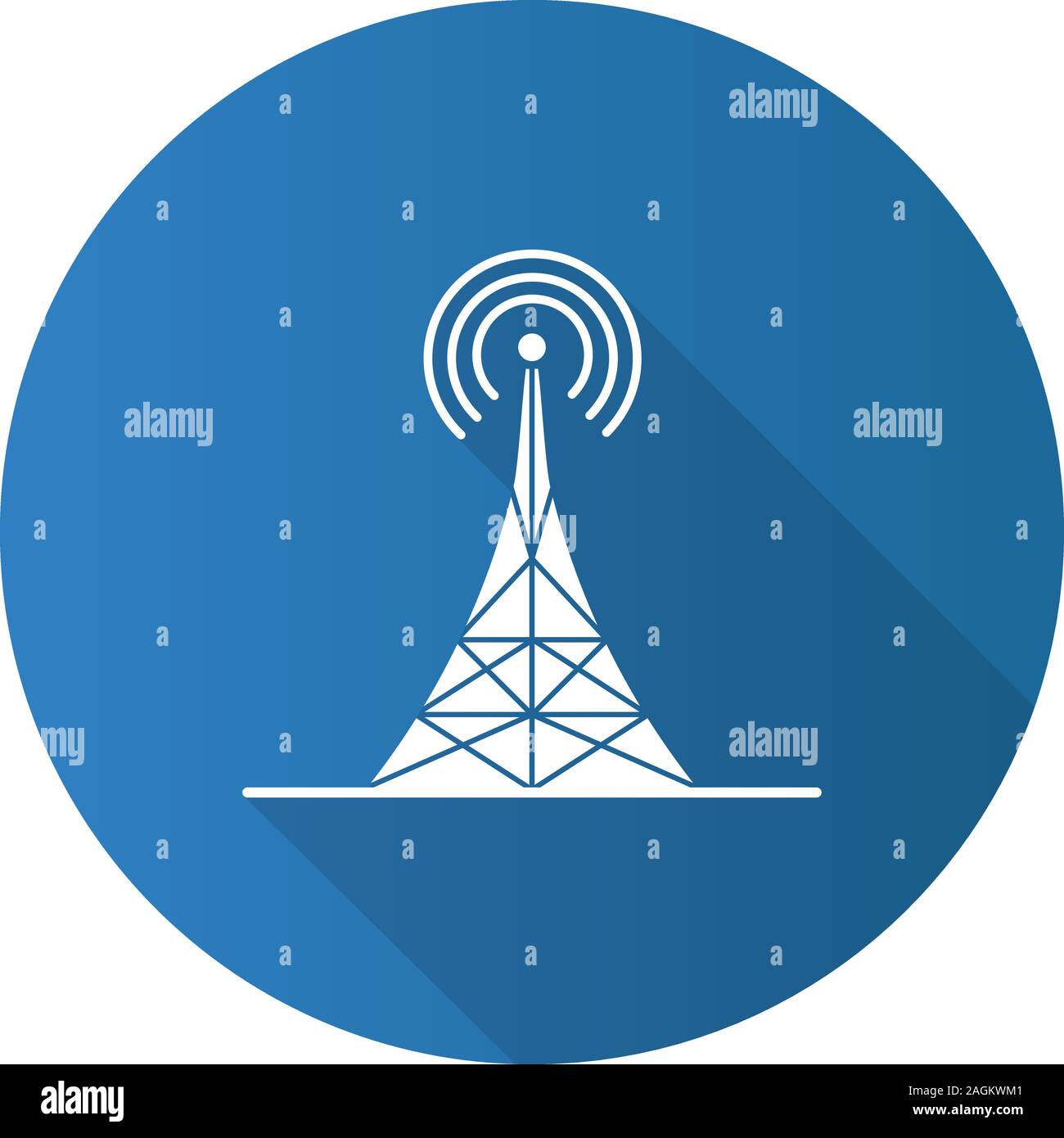 Radio tower flat design long shadow glyph icon. Antenna. Vector ...