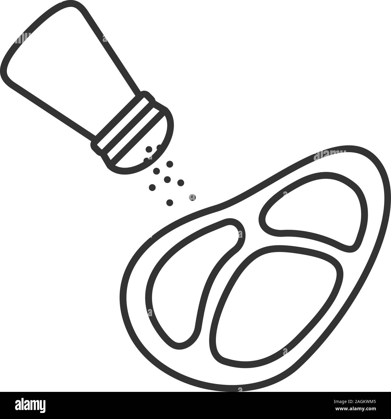 Salting steak linear icon. Thin line illustration. Pepper or salt ...