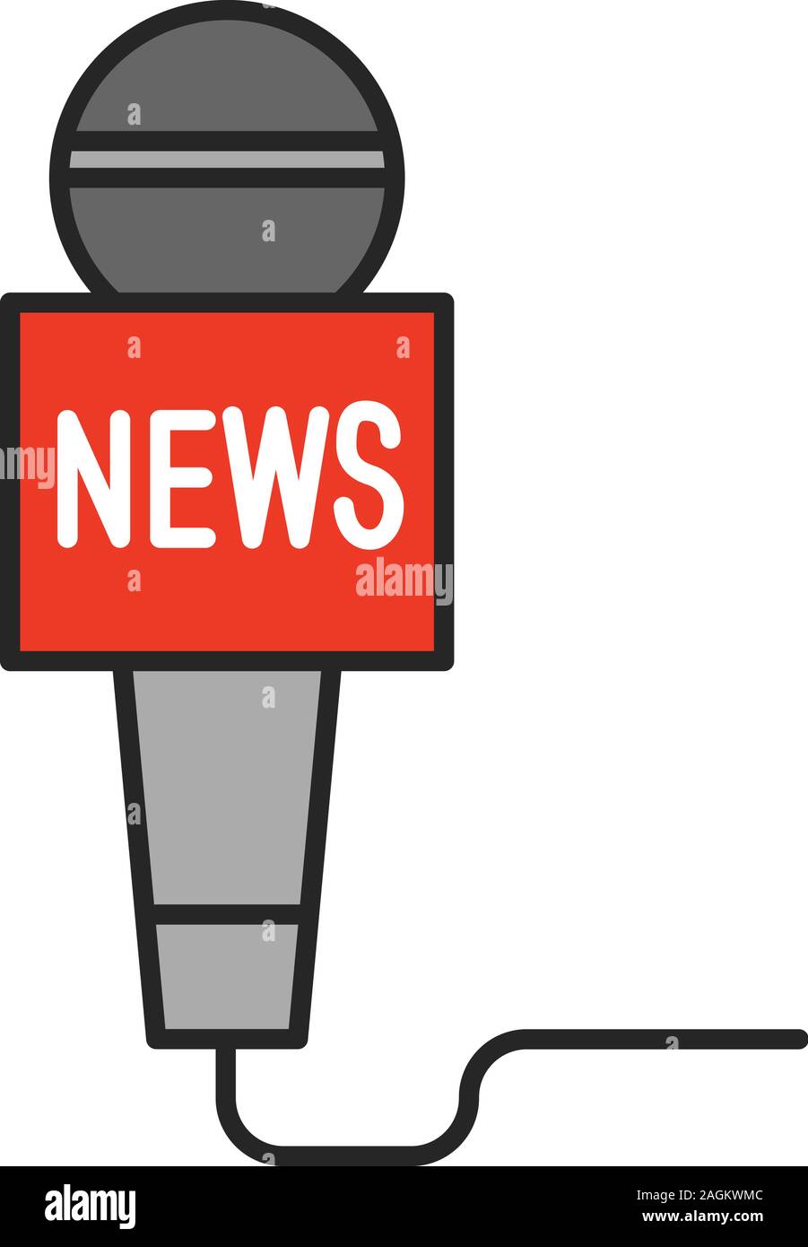 Microphone broadcasting news color icon. Television reporting. Isolated vector illustration ...