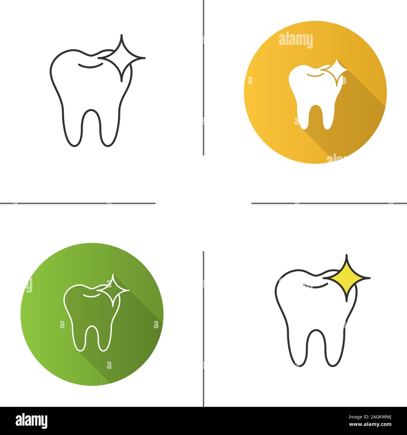 Healthy shining tooth icon. Teeth whitening. Flat design, linear and ...