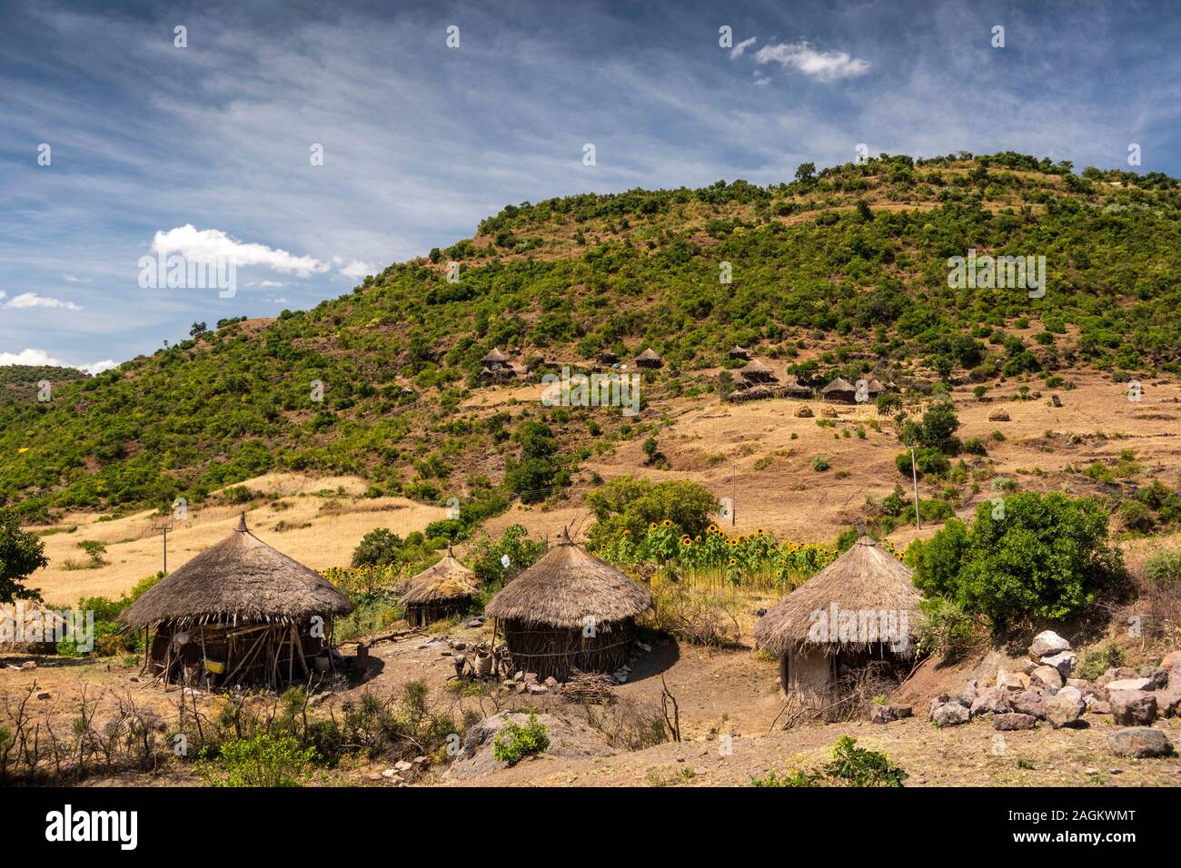Ethiopia, Amhara Region, Lalibela, Bilbala, traditional circular ...