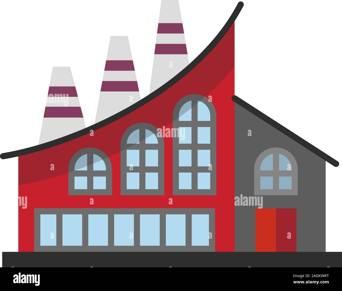 Industrial factory flat design long shadow color icon. Plant ...