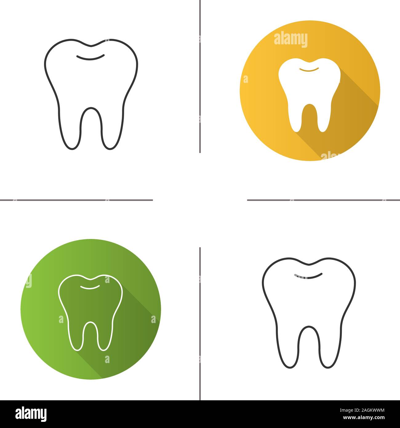 Healthy tooth icon. Flat design, linear and color styles. Isolated ...