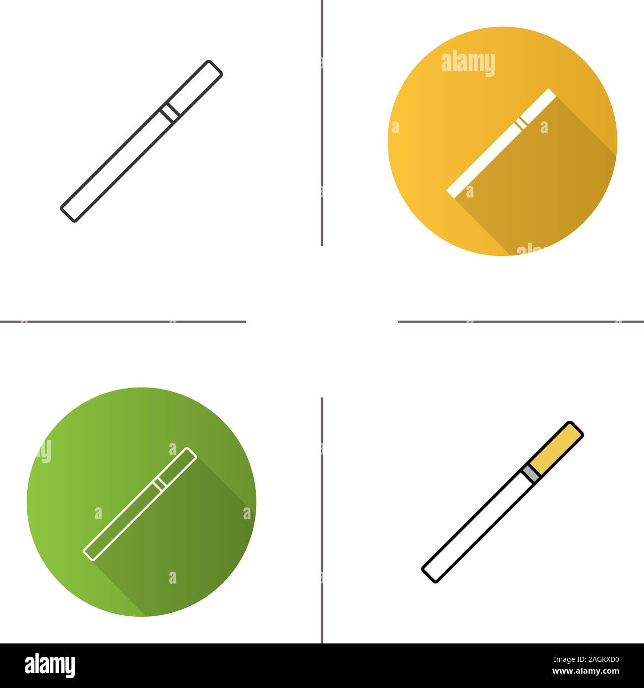 Cigarette icon. Smoking area. Flat design, linear and color styles ...