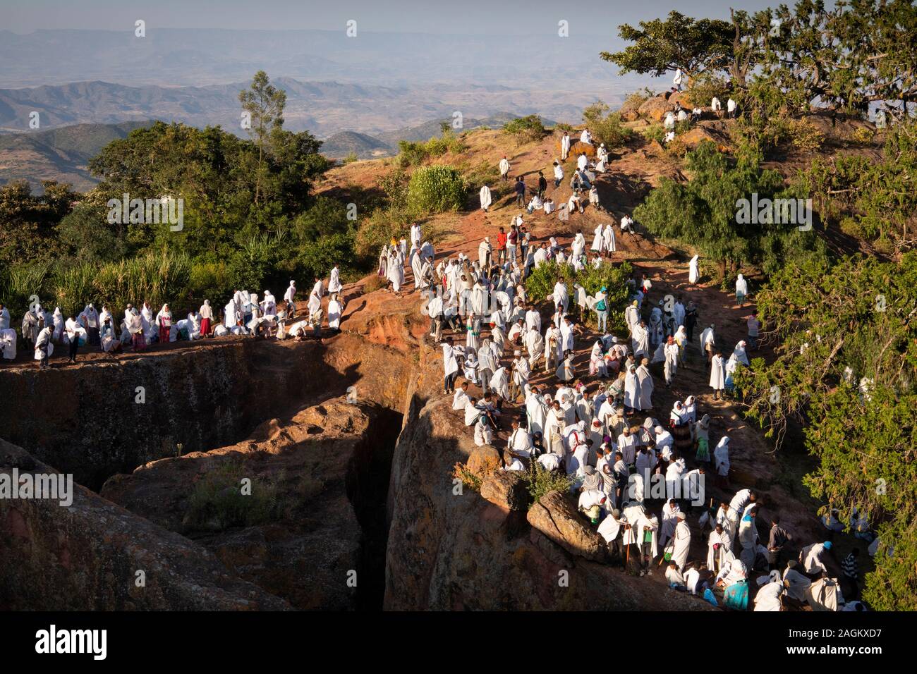 Ethiopia, Amhara Region, Lalibela, Bet Gabriel Rafael, worshippers ...