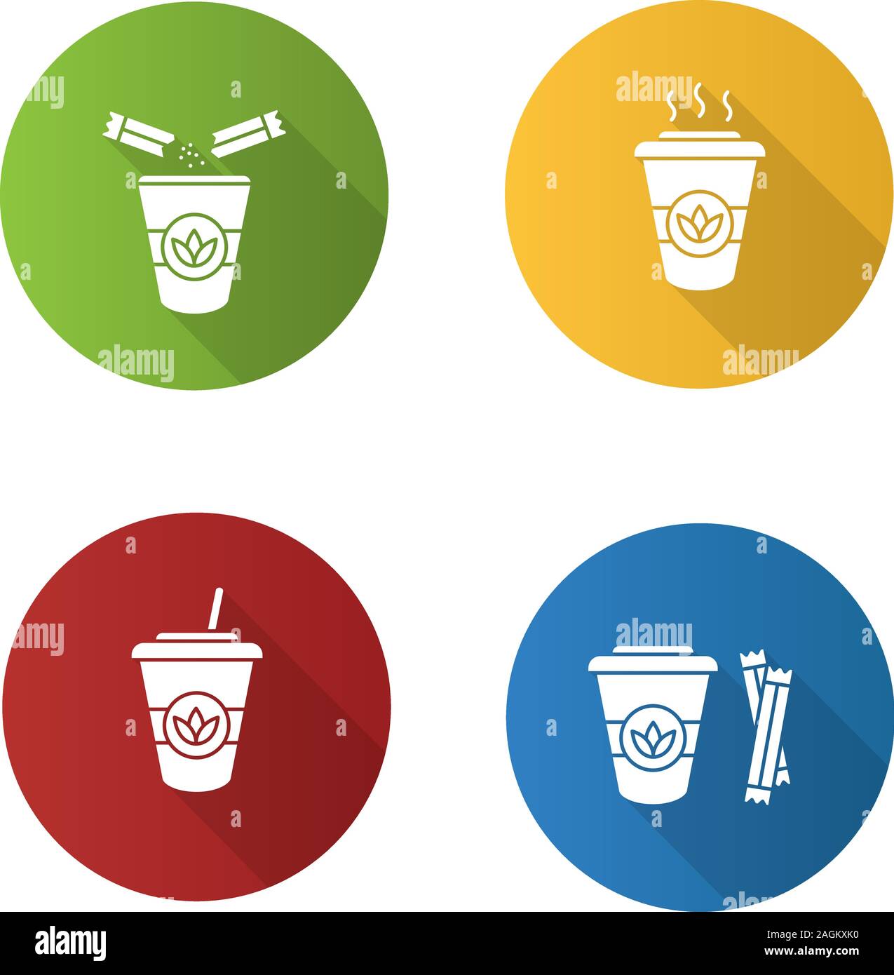 Tea drinks flat design long shadow glyph icons set. Detox cocktails ...