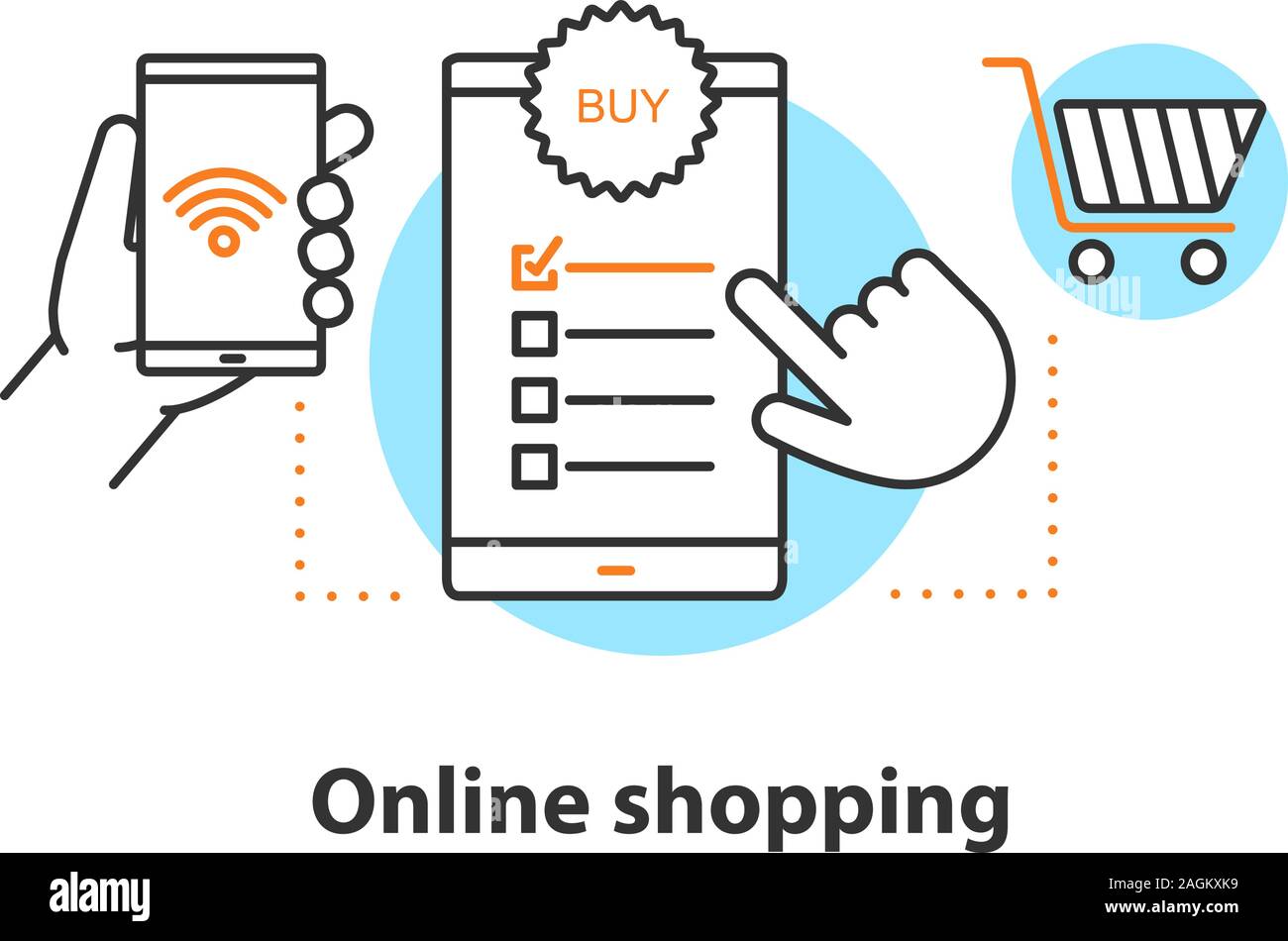 Online shopping concept icon. Digital purchase idea thin line ...