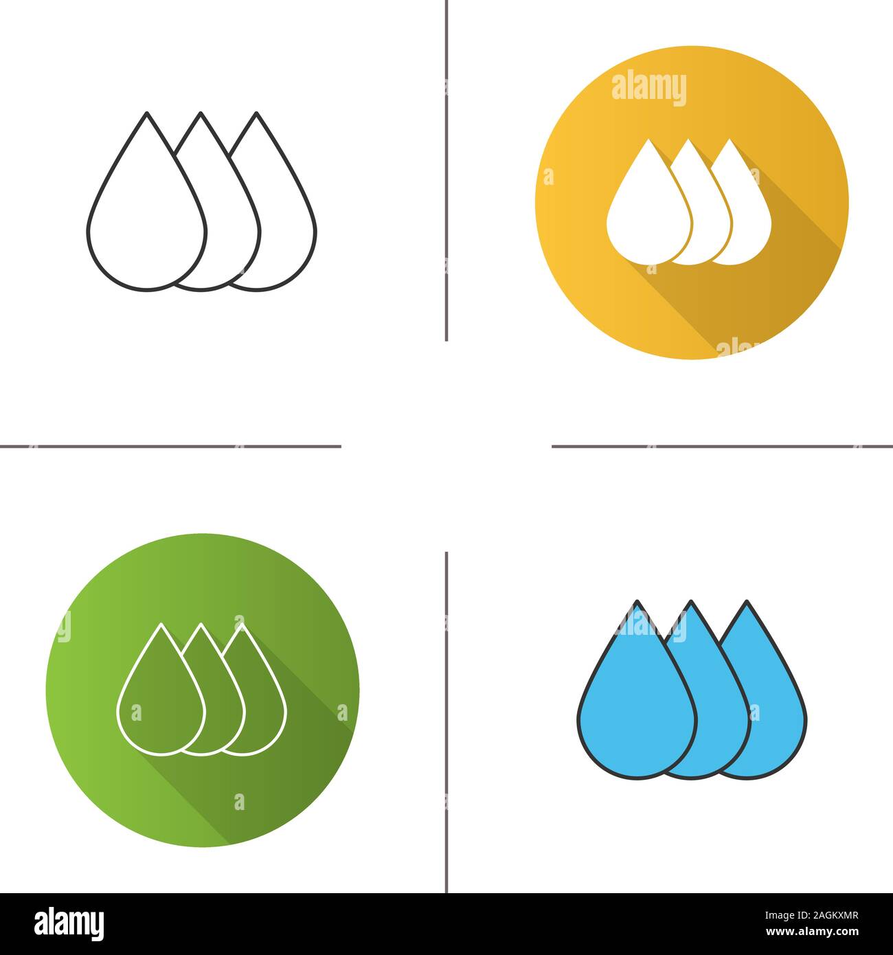 Printer ink icon. Liquid drops. Flat design, linear and color styles ...