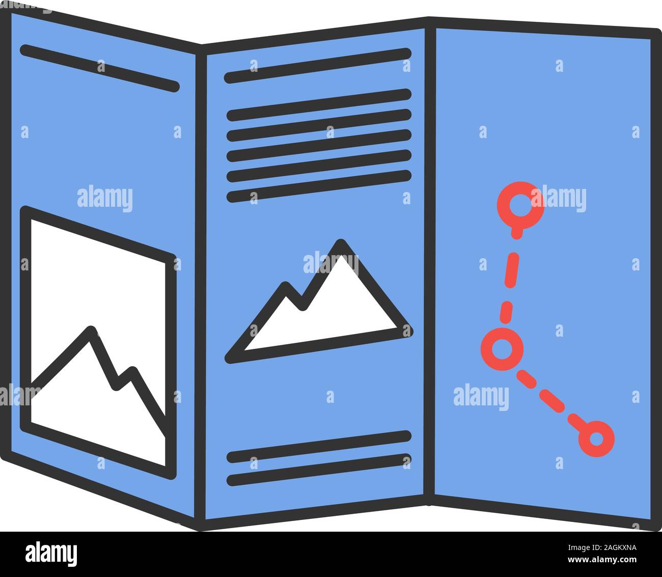 Paper map color icon. Resort brochure. Travel guide. Isolated vector ...