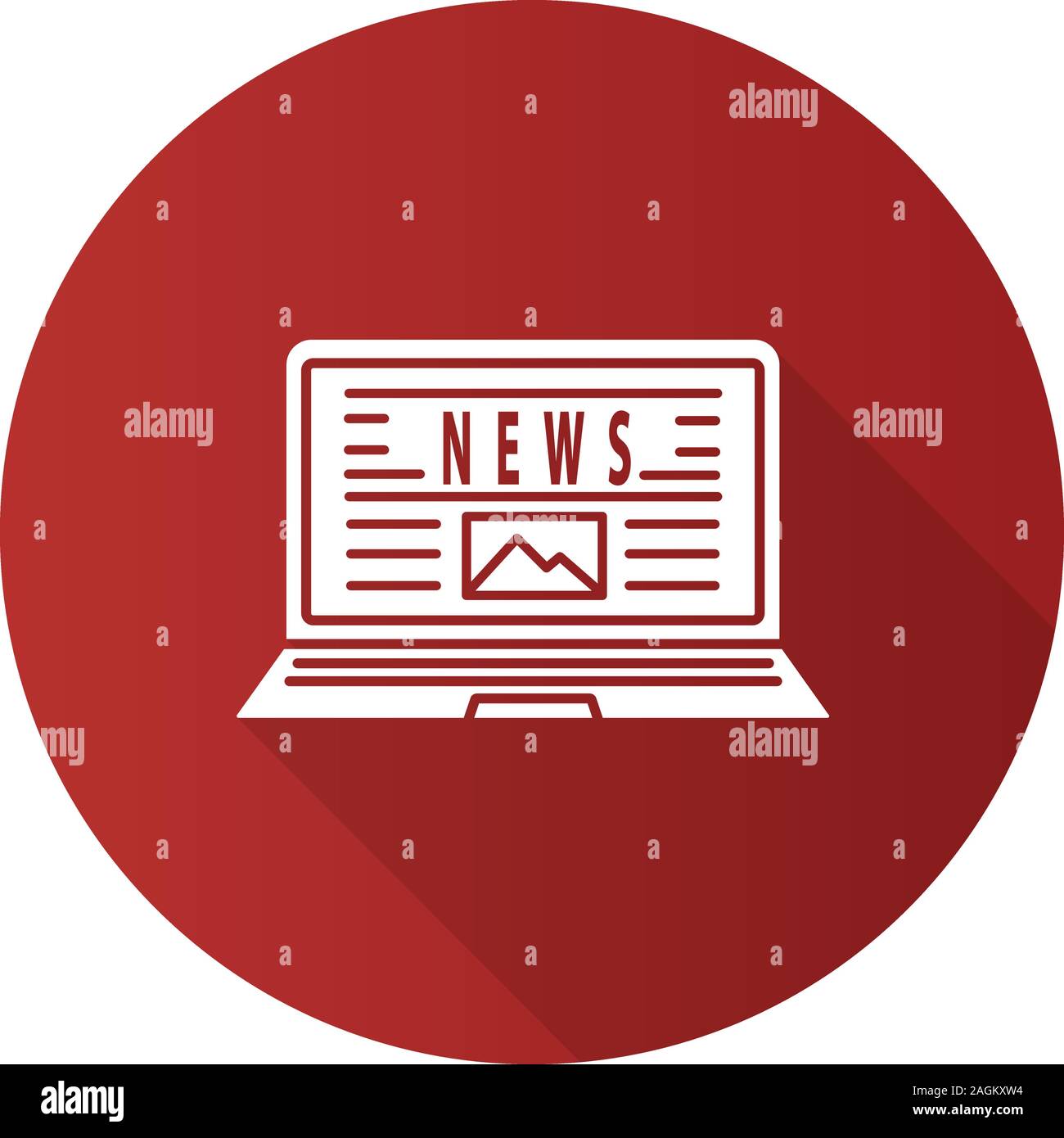 Electronic newspaper flat design long shadow glyph icon. Online news on ...