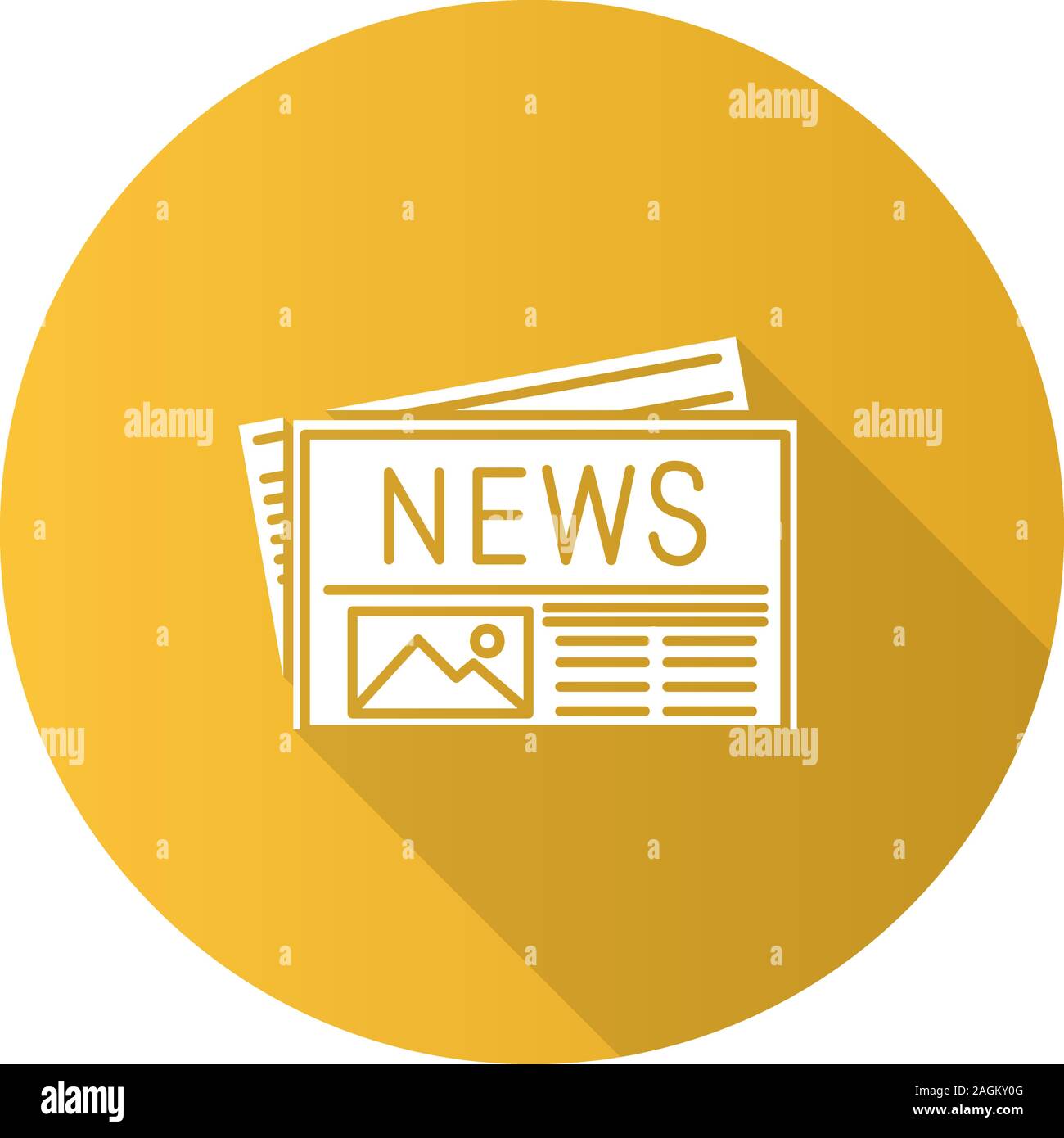 Newspaper flat design long shadow glyph icon. Periodical publication ...