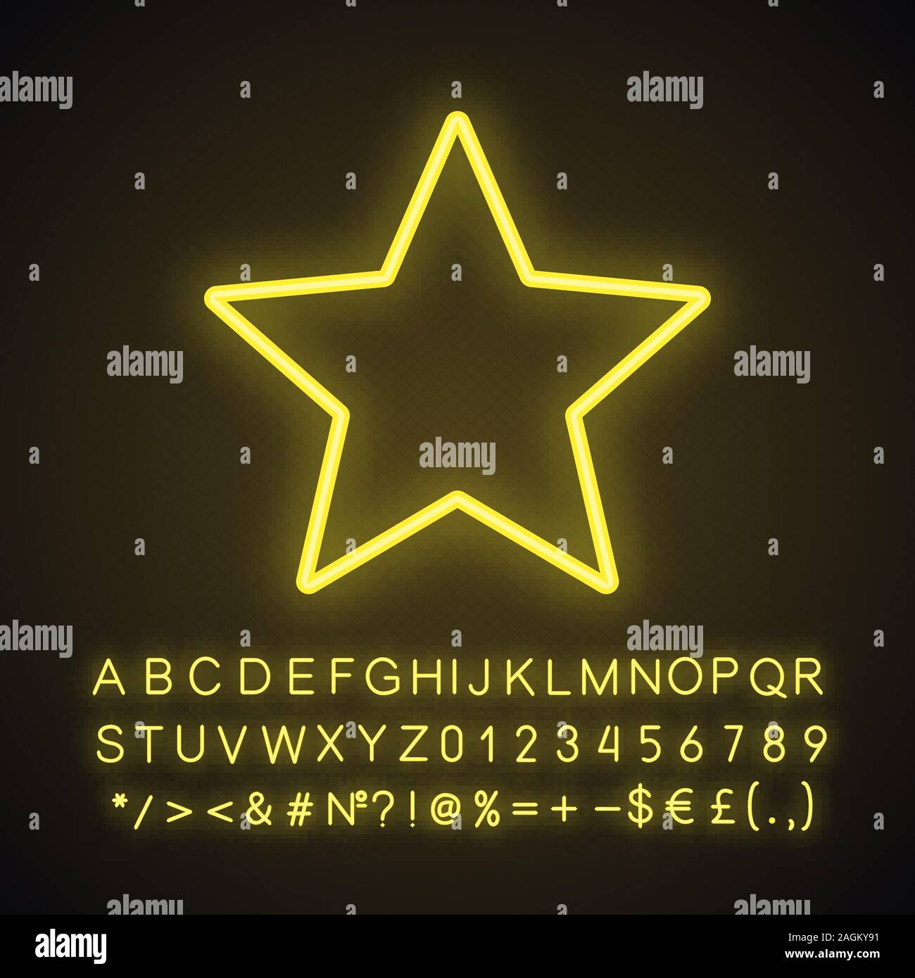 Star neon light icon. Glowing sign with alphabet, numbers and symbols ...