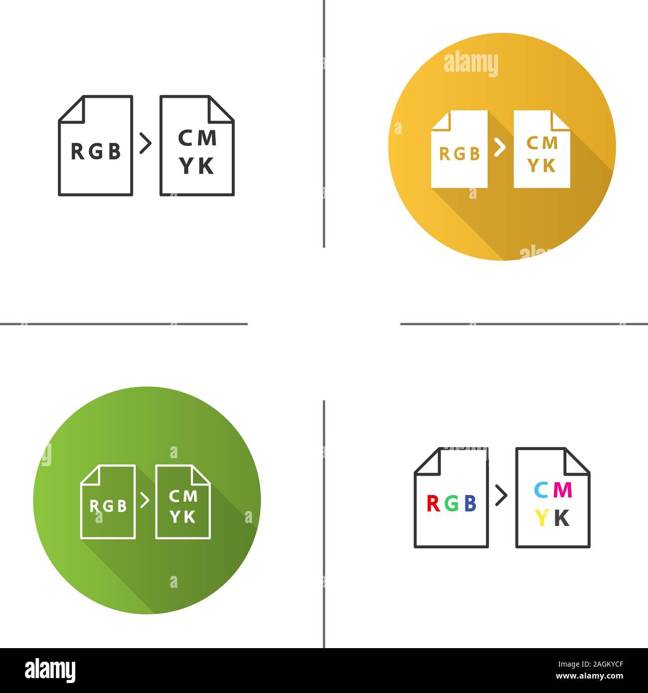 Color models conversion icon. RGB model conversion to CMYK. Flat design ...