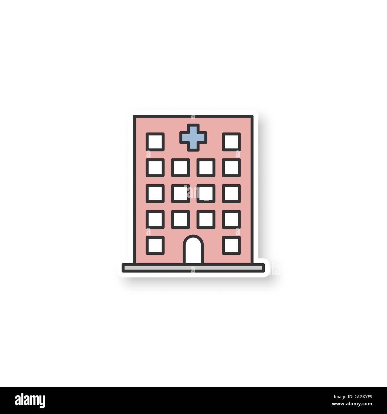 Hospital patch. Color sticker. Clinic. Vector isolated illustration ...