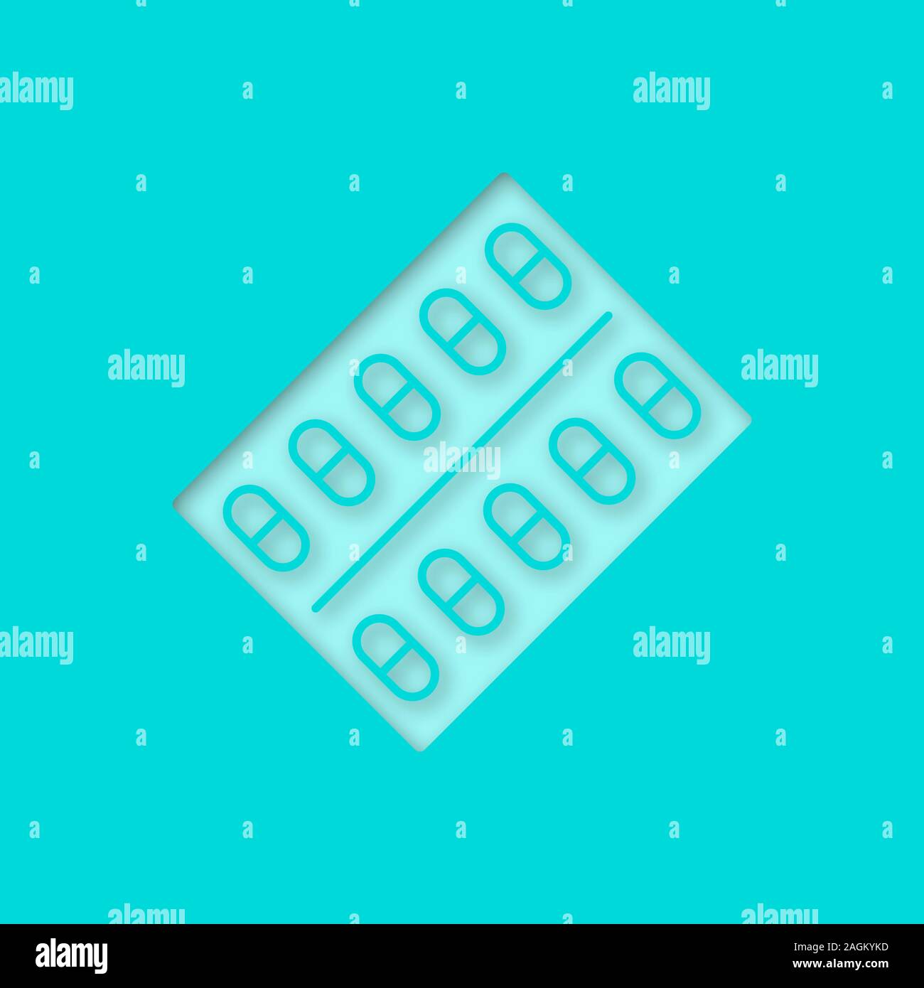 Pills blister paper cut out icon. Medications. Vector silhouette ...