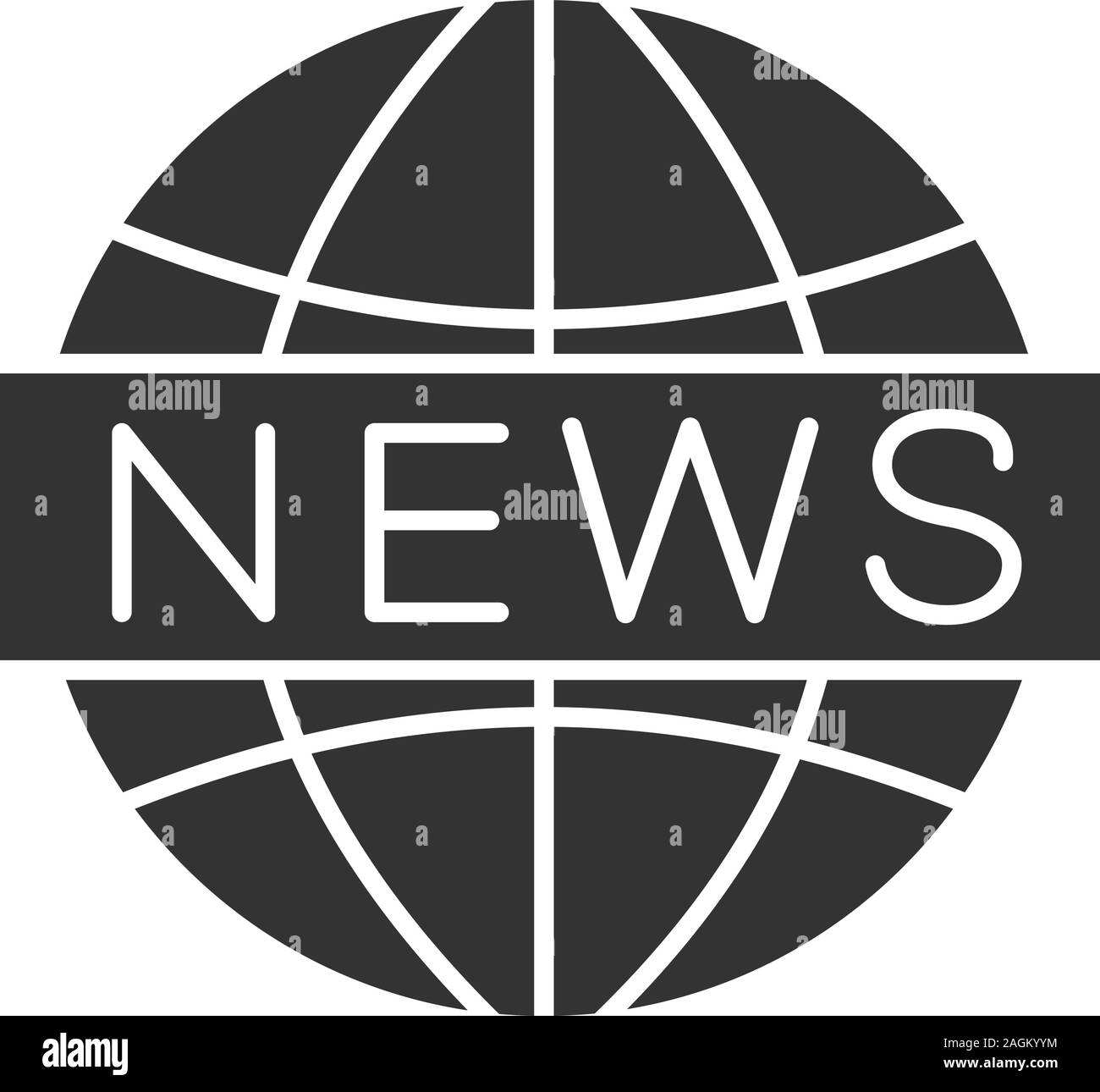 Global news glyph icon. Newscast. Silhouette symbol. Negative space ...