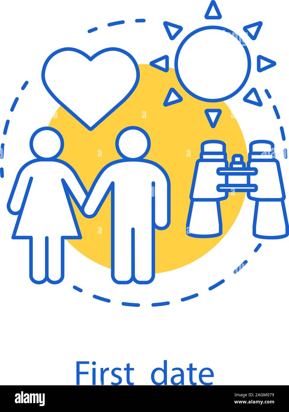 First date concept icon. Romantic relationships idea thin line ...
