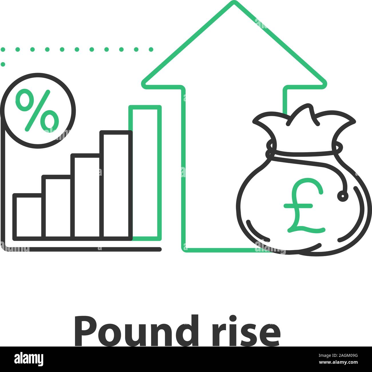 Pound rise concept icon. Profit growth idea thin line illustration ...