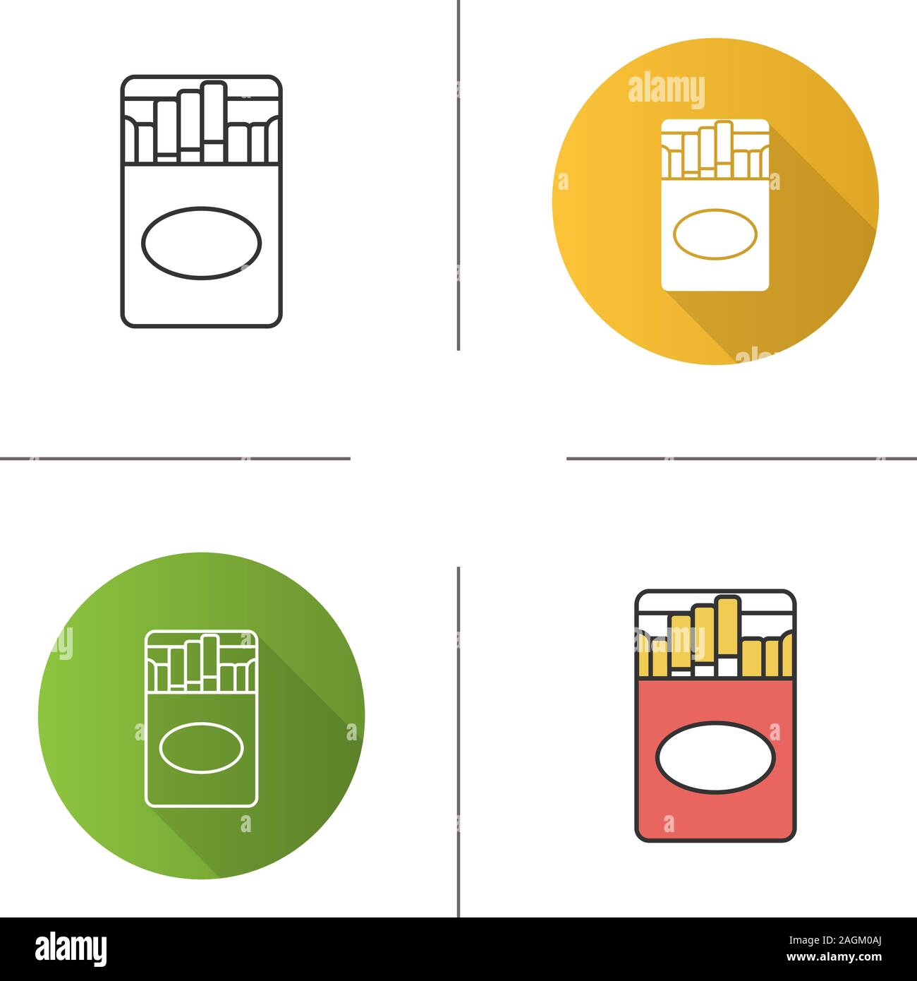 Open cigarette pack icon. Smoking. Flat design, linear and color styles ...