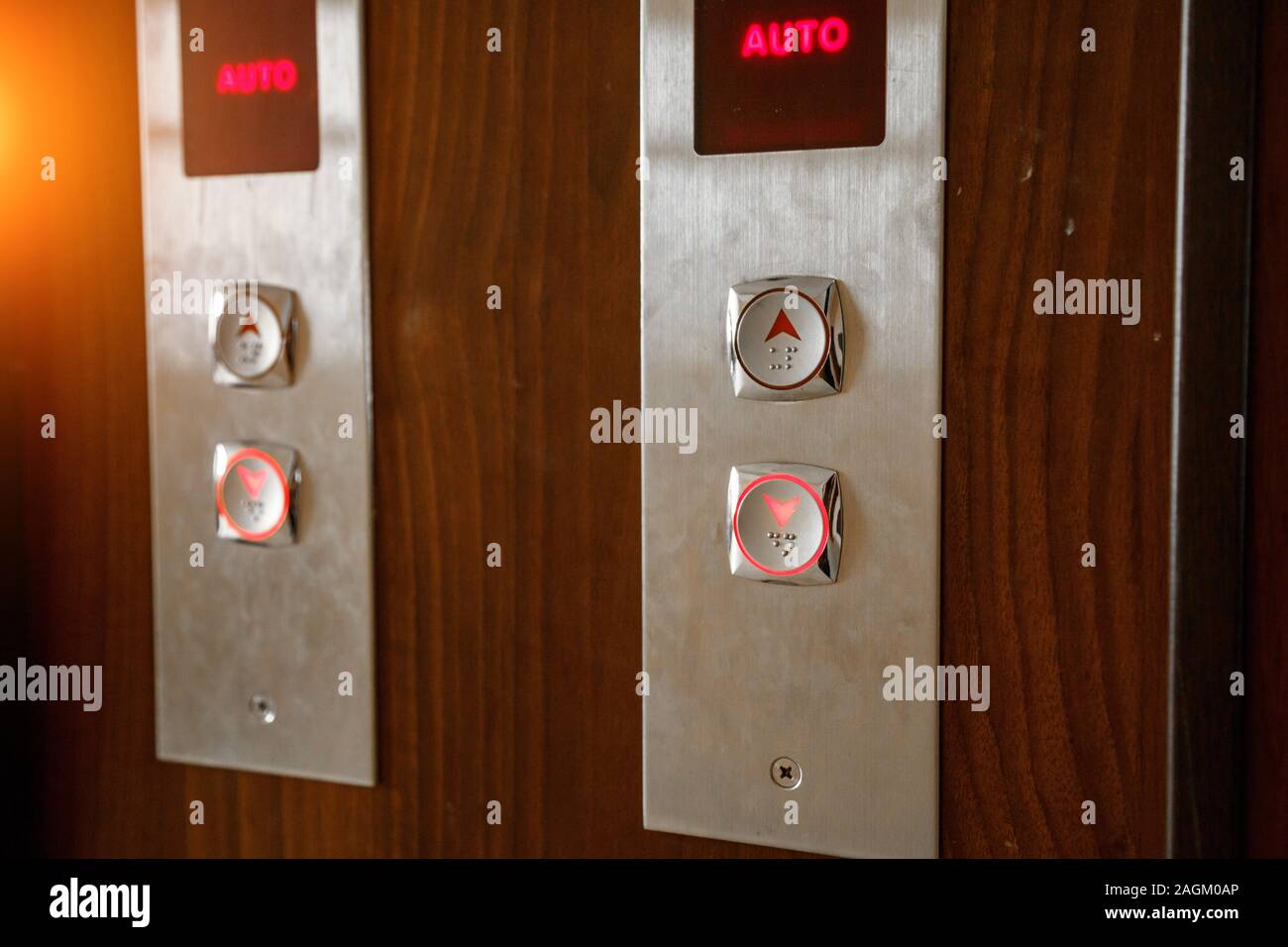 Old hotel elevator button panel hi-res stock photography and images - Alamy