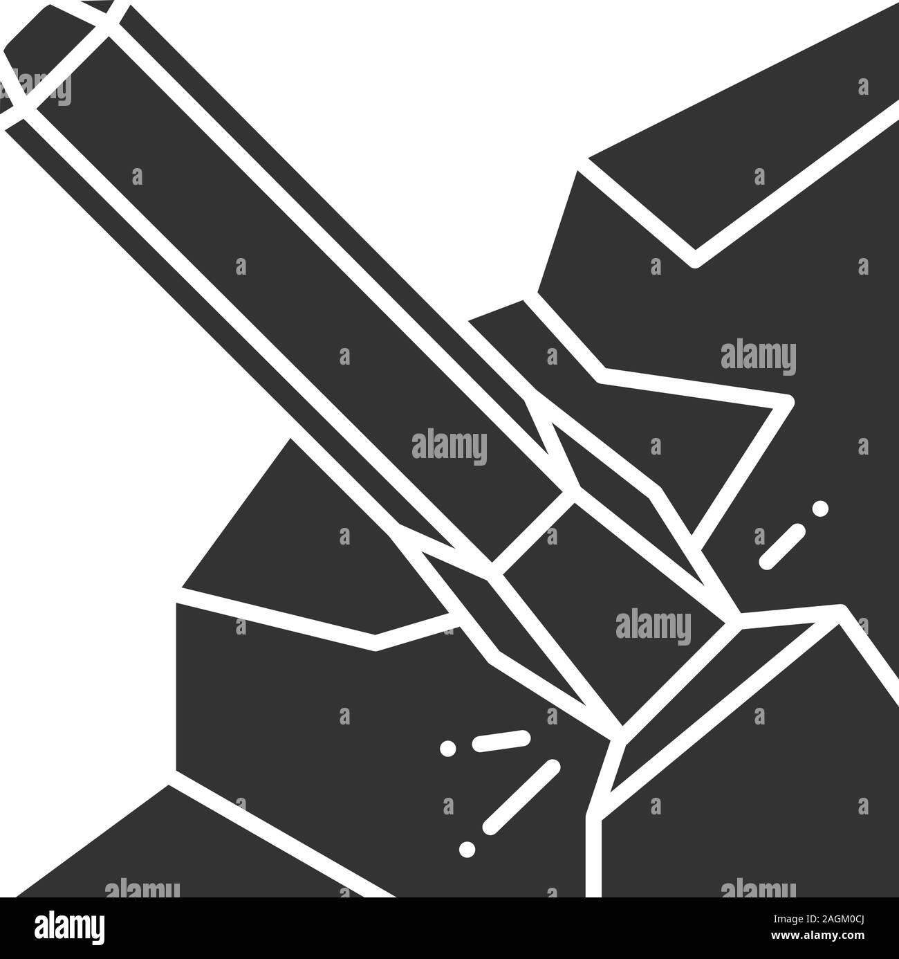 Iron chisel glyph icon. Rock breaking chisel. Silhouette symbol ...