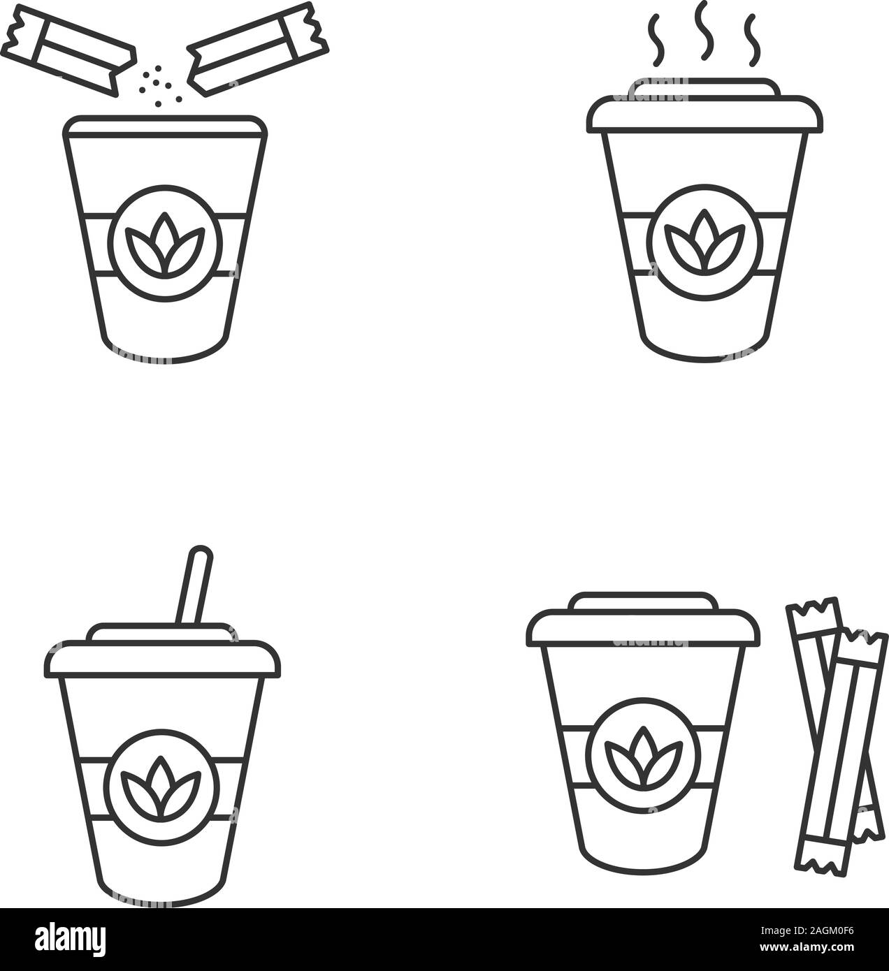 Tea drinks linear icons set. Detox cocktails. Thin line contour symbols ...