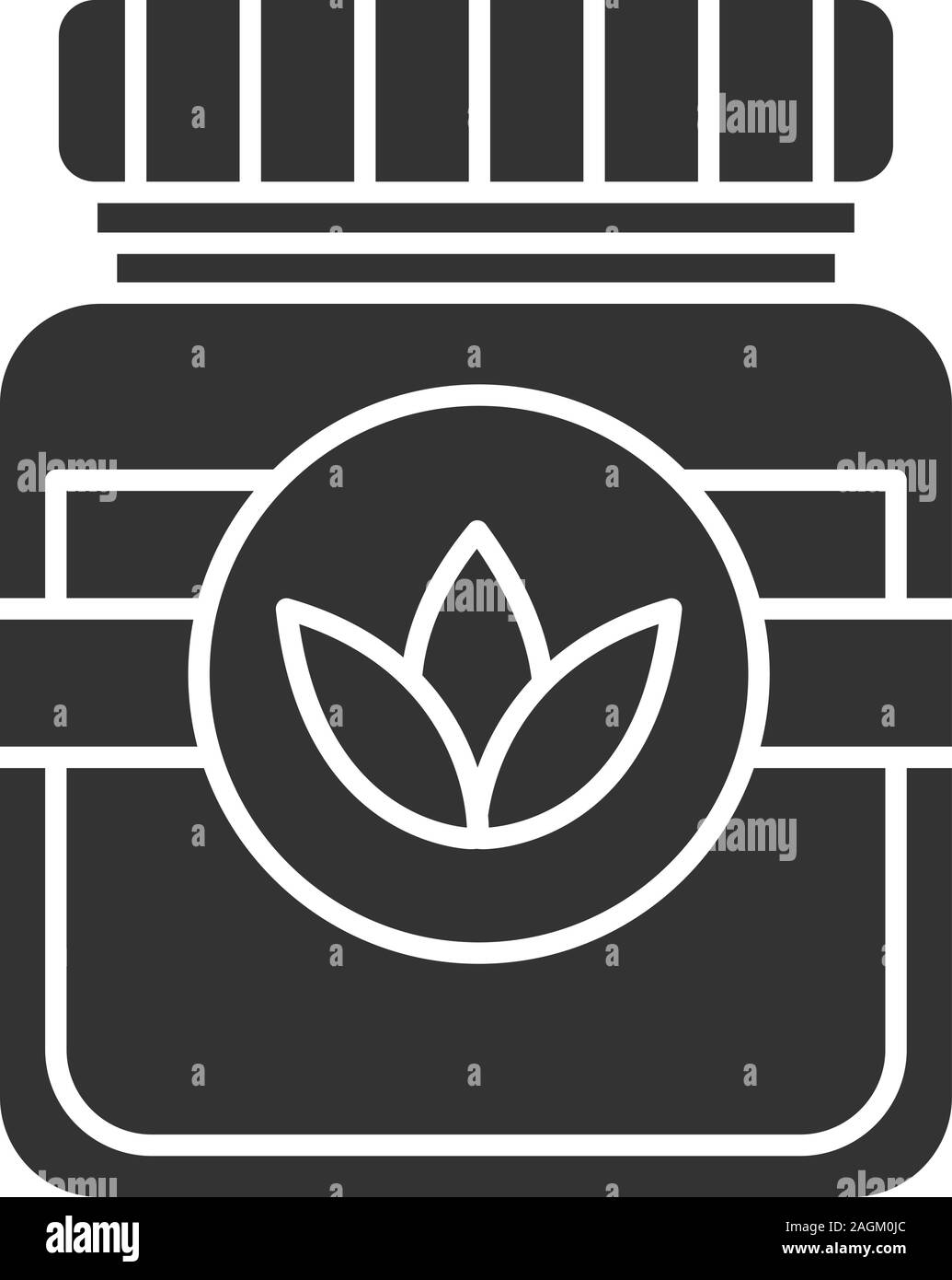 Tea jar glyph icon. Glass container with lid. Silhouette symbol ...