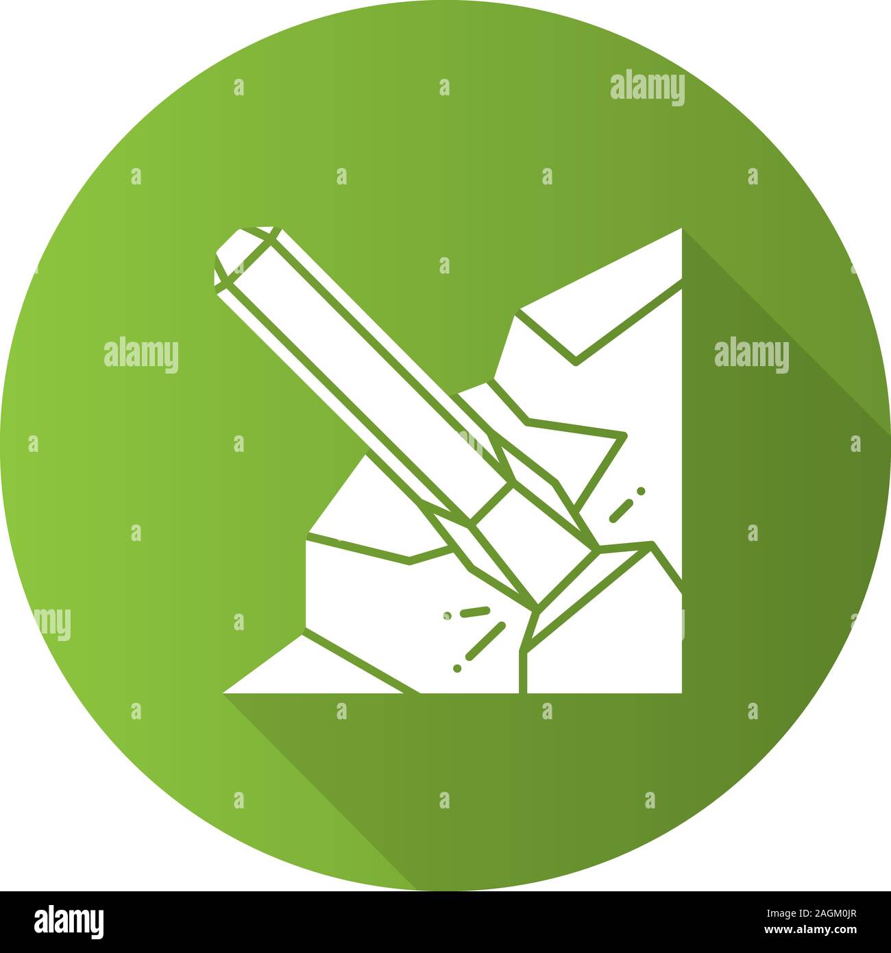 Iron chisel flat linear long shadow icon. Rock breaking chisel. Vector ...