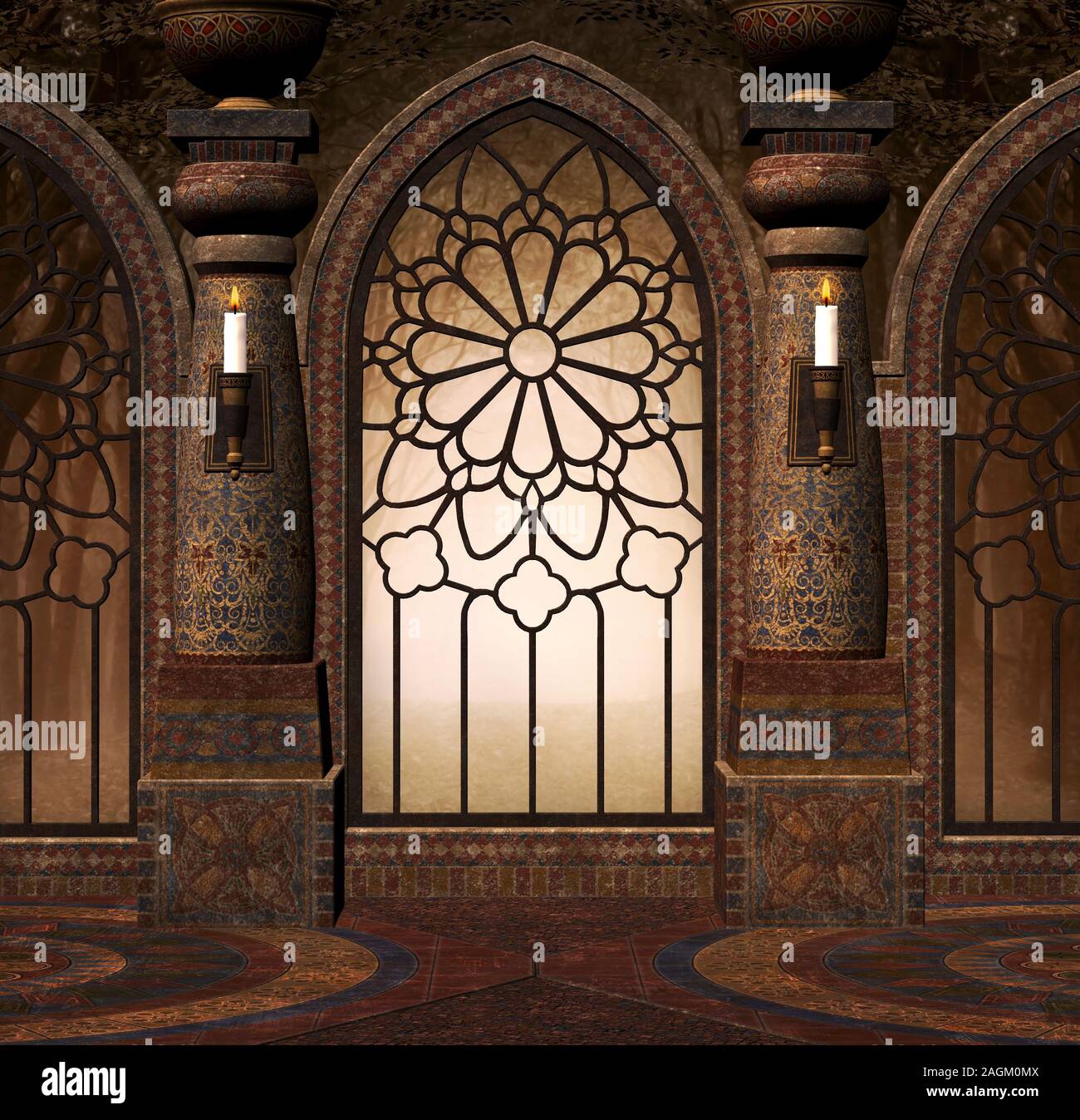 Fantasy gothic gate in a medieval mansion Stock Photo - Alamy