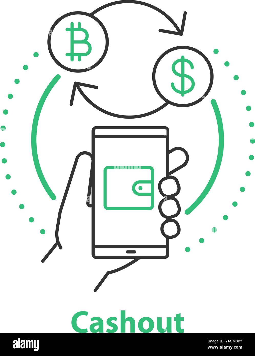Cashout concept icon. Digital wallet idea thin line illustration ...