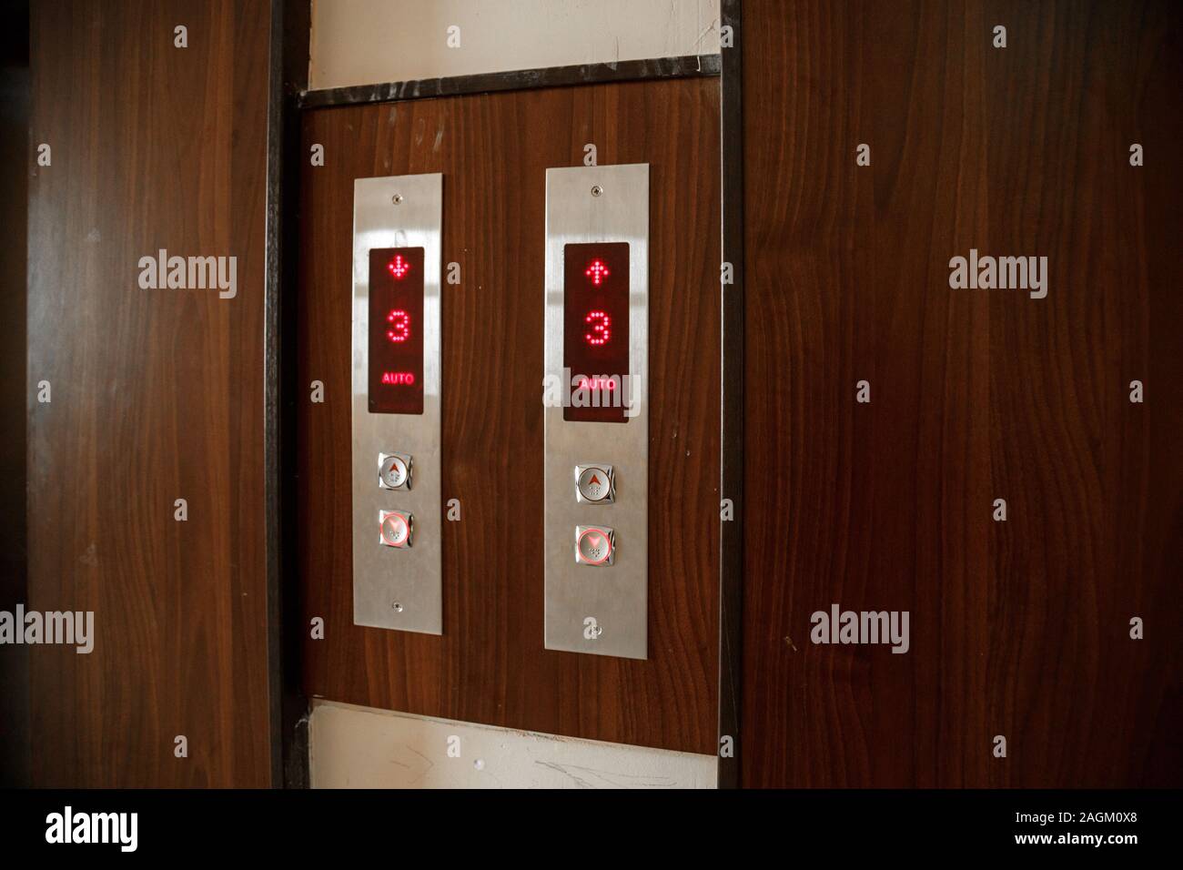 Elevator call buttons. selective focus, shallow depth of field Stock ...