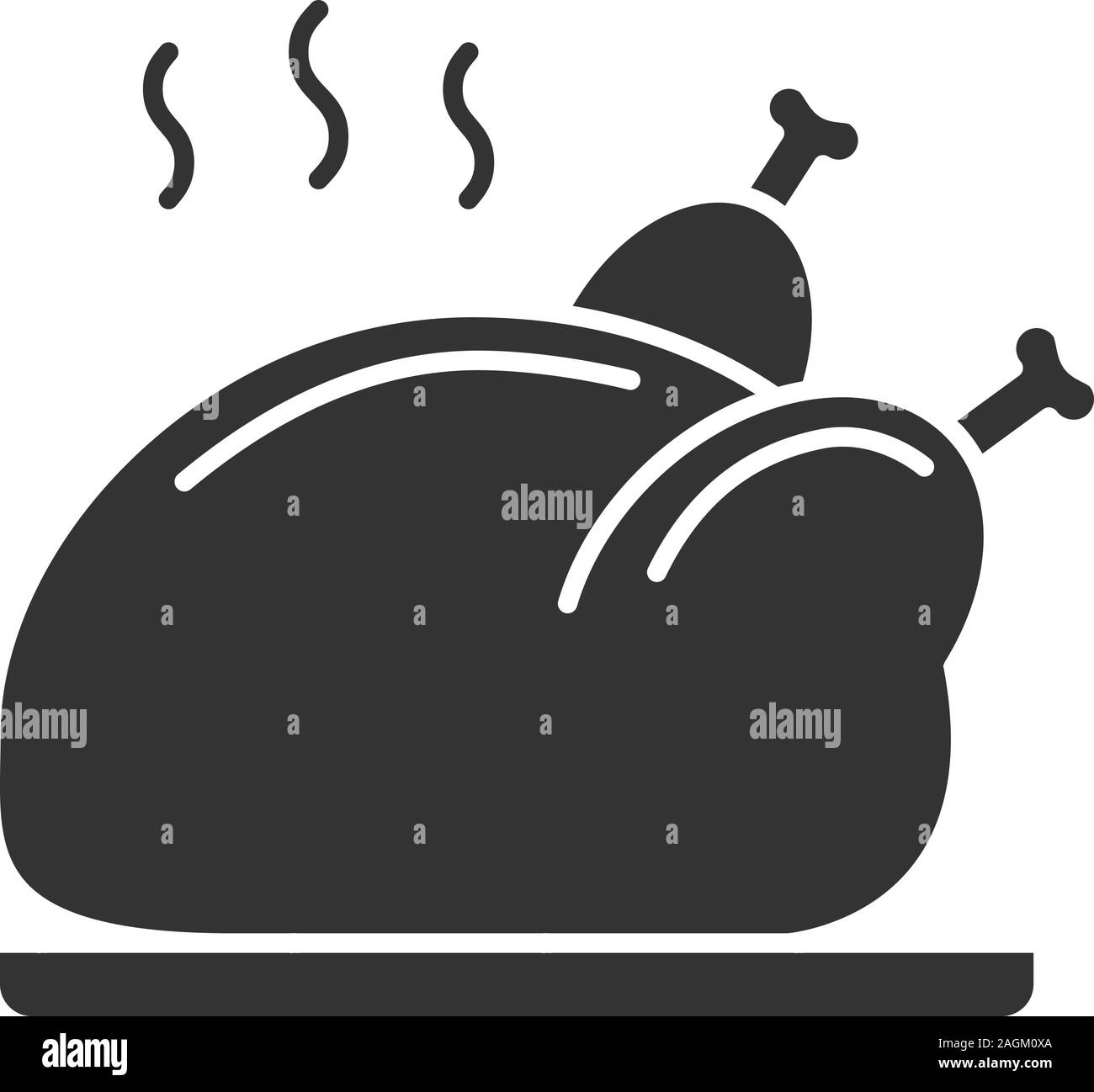 Grilled whole chicken glyph icon. Thanksgiving turkey. Silhouette ...