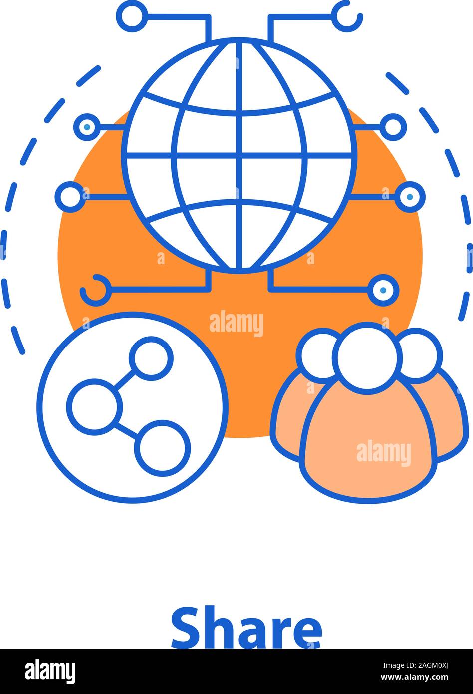 Content sharing concept icon. Social networks idea thin line ...