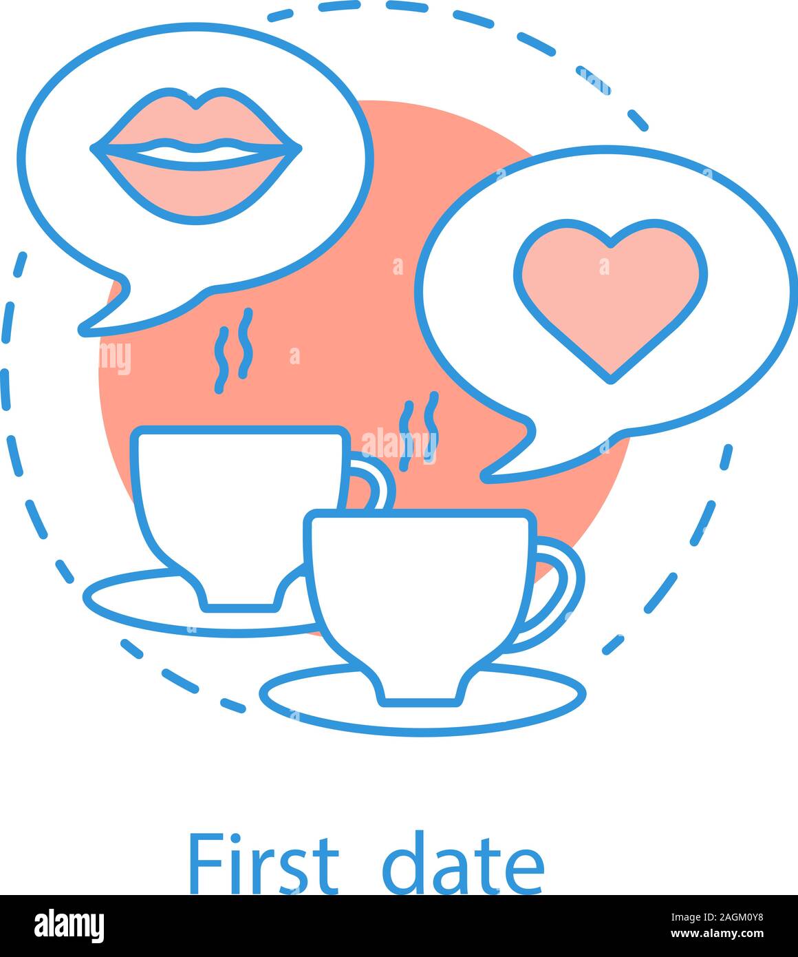 First date concept icon. Romantic relationships idea thin line ...