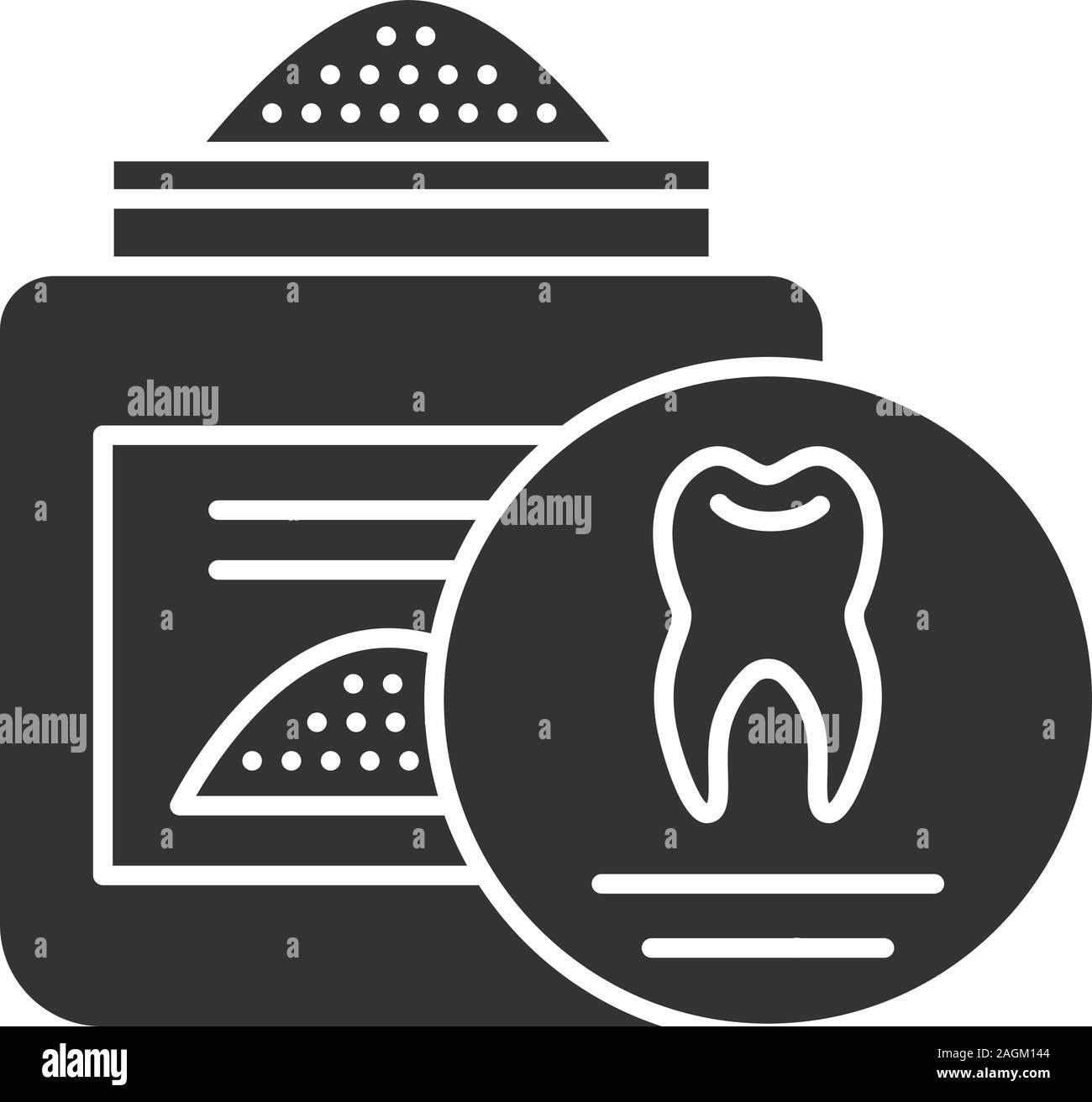 Tooth powder glyph icon. Dentifrice. Silhouette symbol. Negative space ...