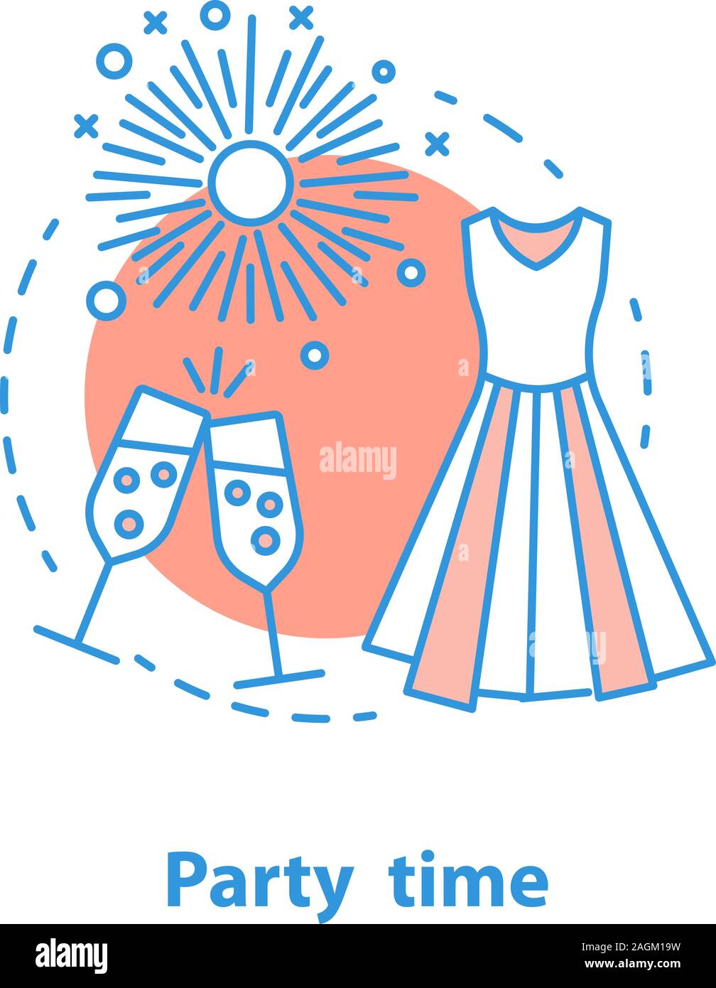 Party time concept icon. Birthday party idea thin line illustration ...