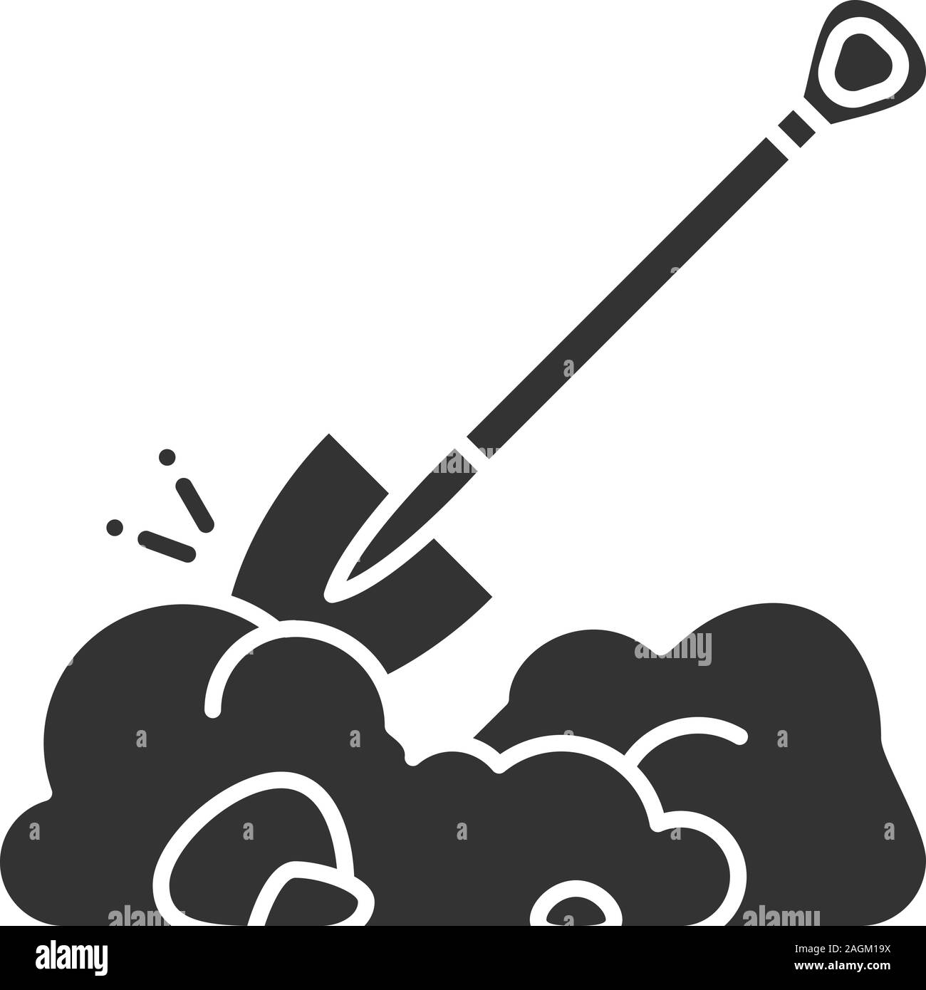 Digging shovel glyph icon. Spade. Silhouette symbol. Negative space ...