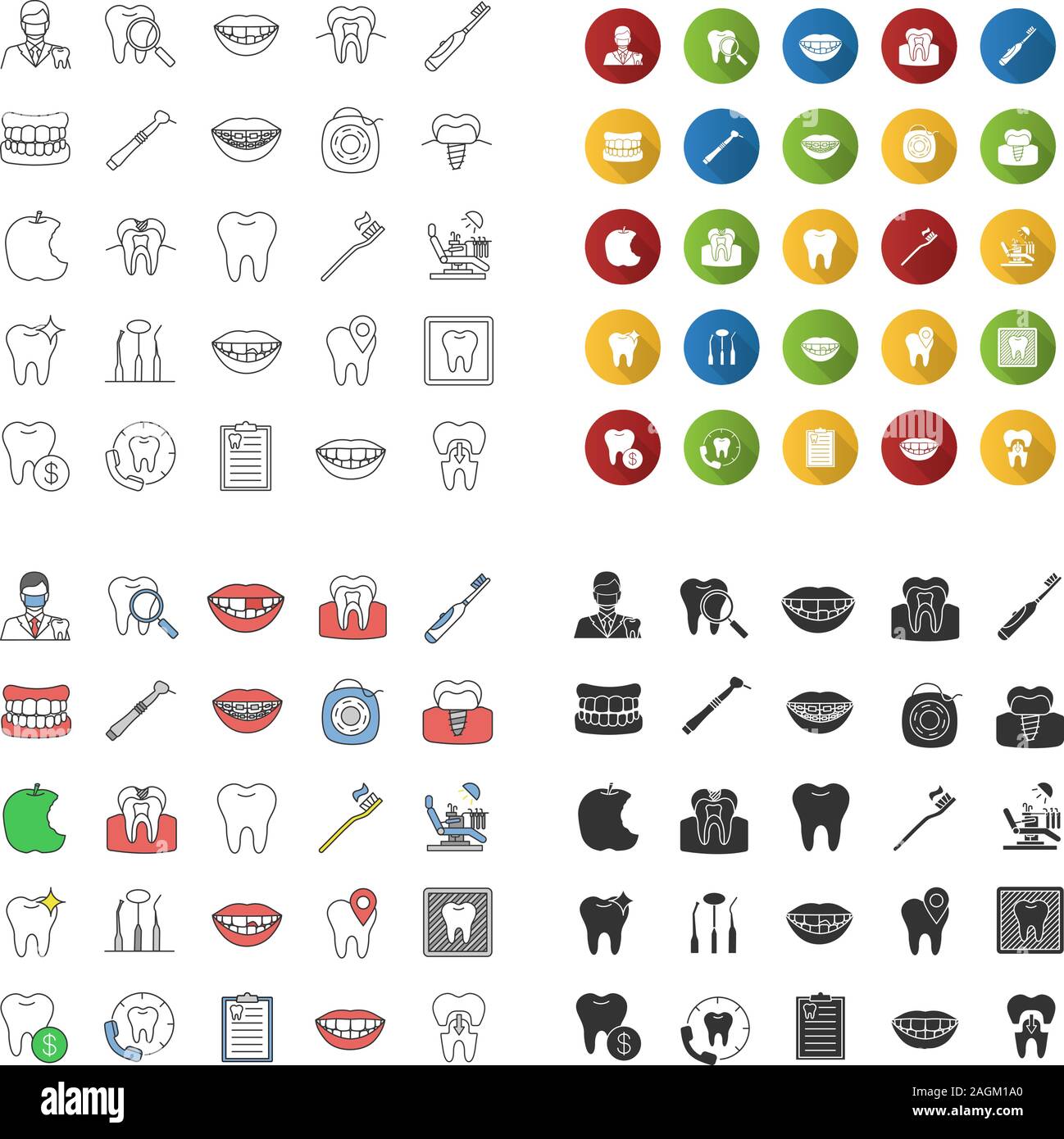Dentistry icons set. Stomatology. Dental clinic services, instruments ...