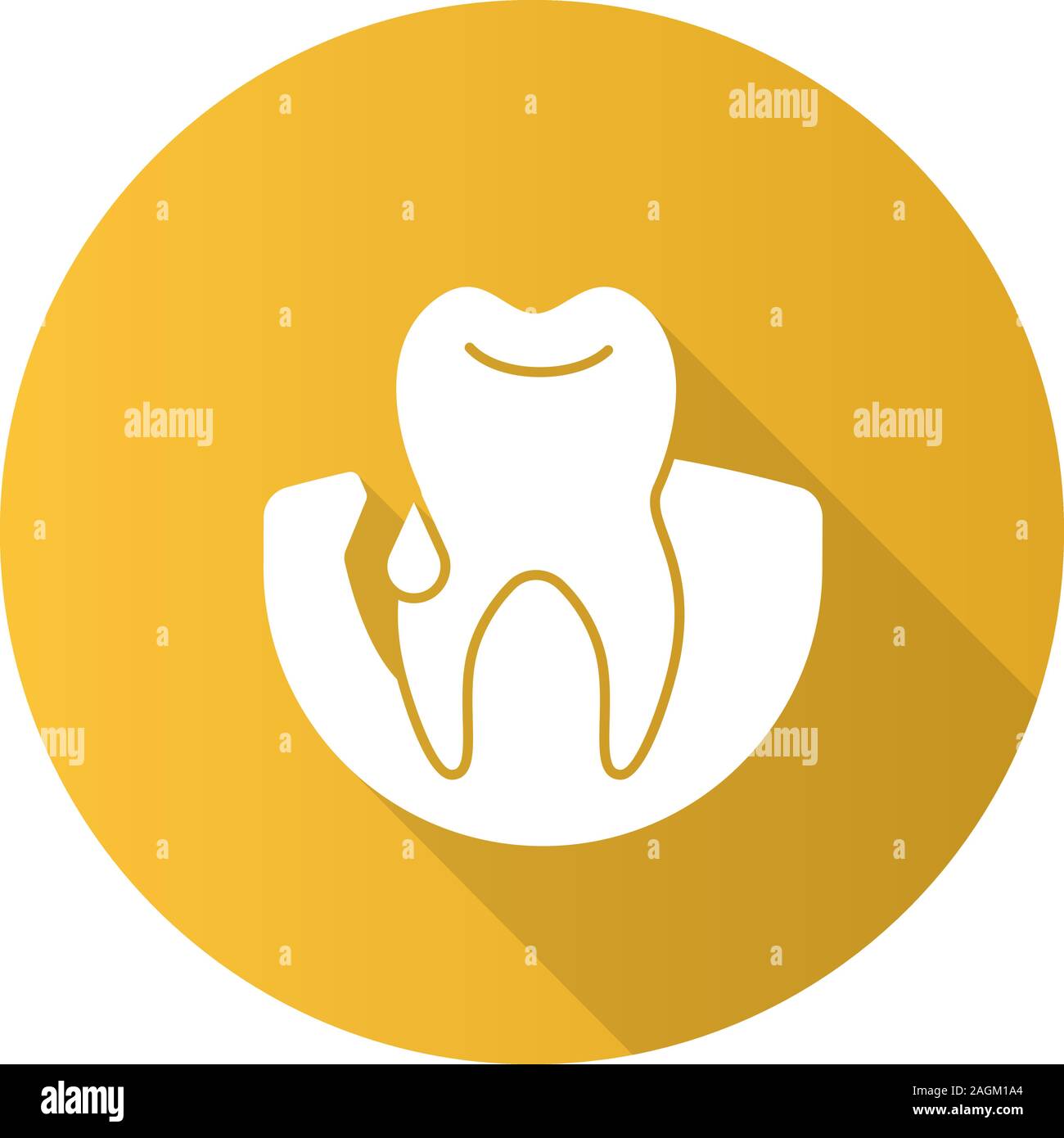 Gum bleeding flat design long shadow glyph icon. Gingivitis. Vector ...