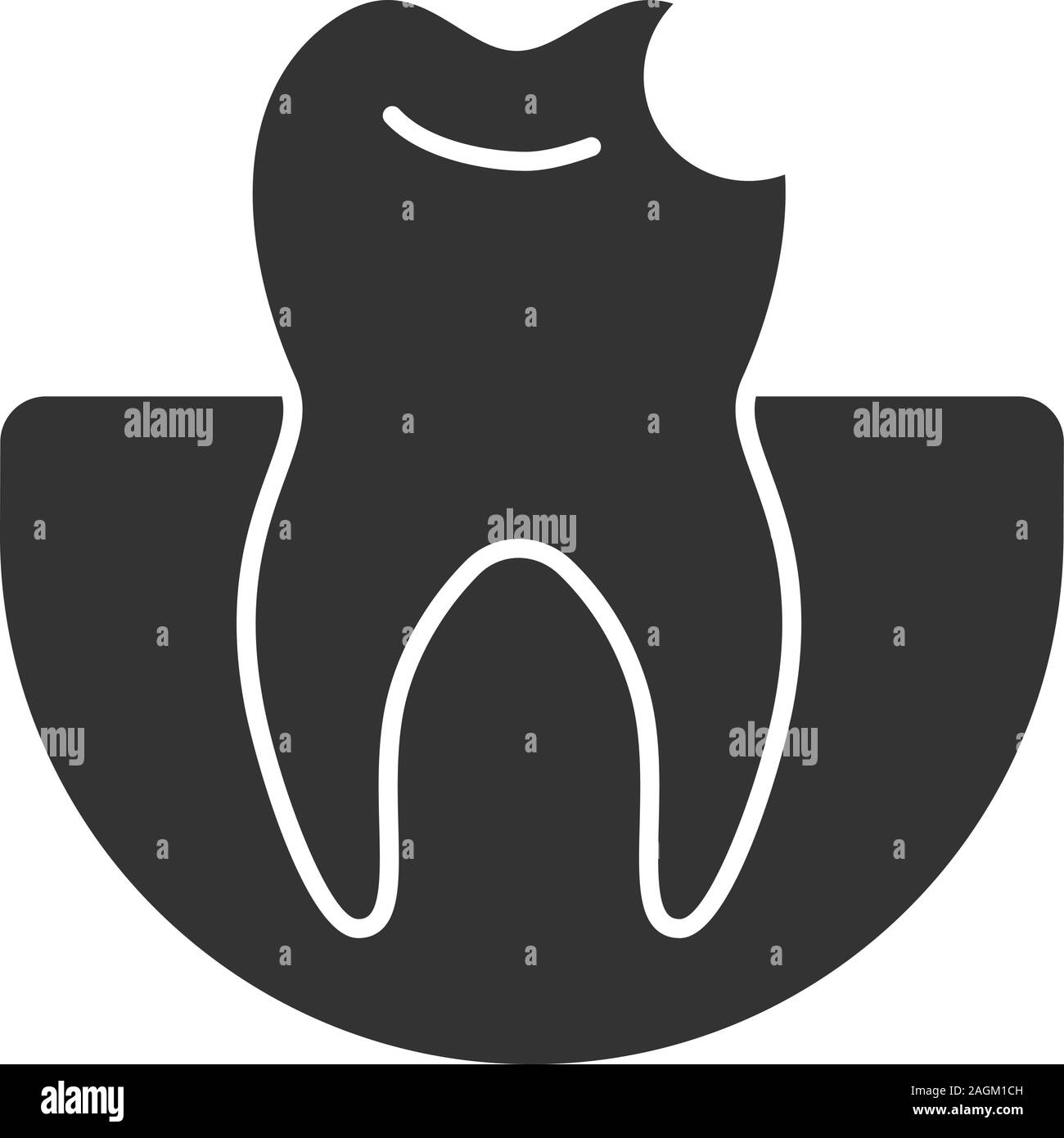 Broken tooth glyph icon. Chipped tooth. Silhouette symbol. Negative space. Vector isolated ...