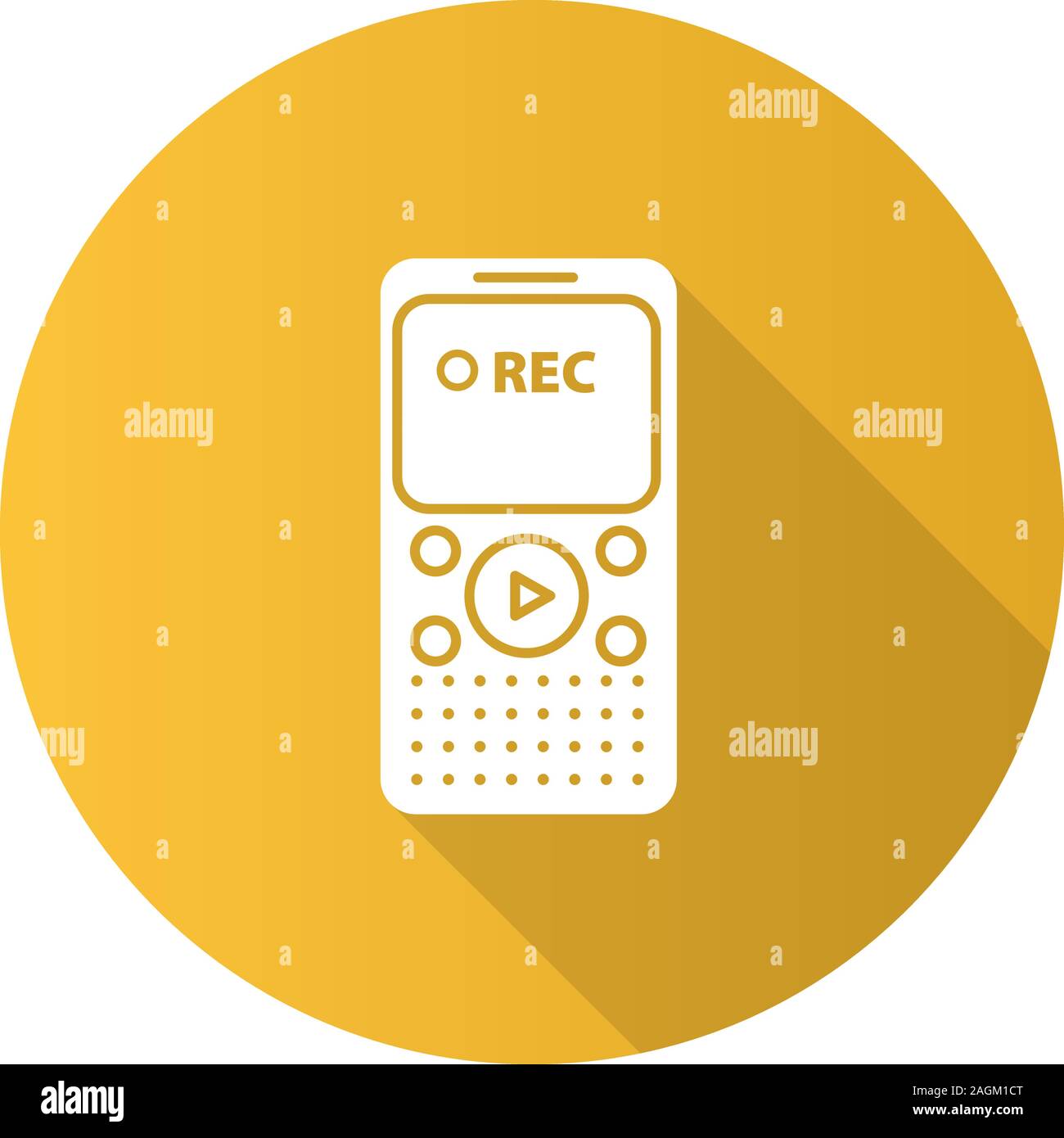 Dictaphone flat design long shadow glyph icon. Portable audio recorder ...