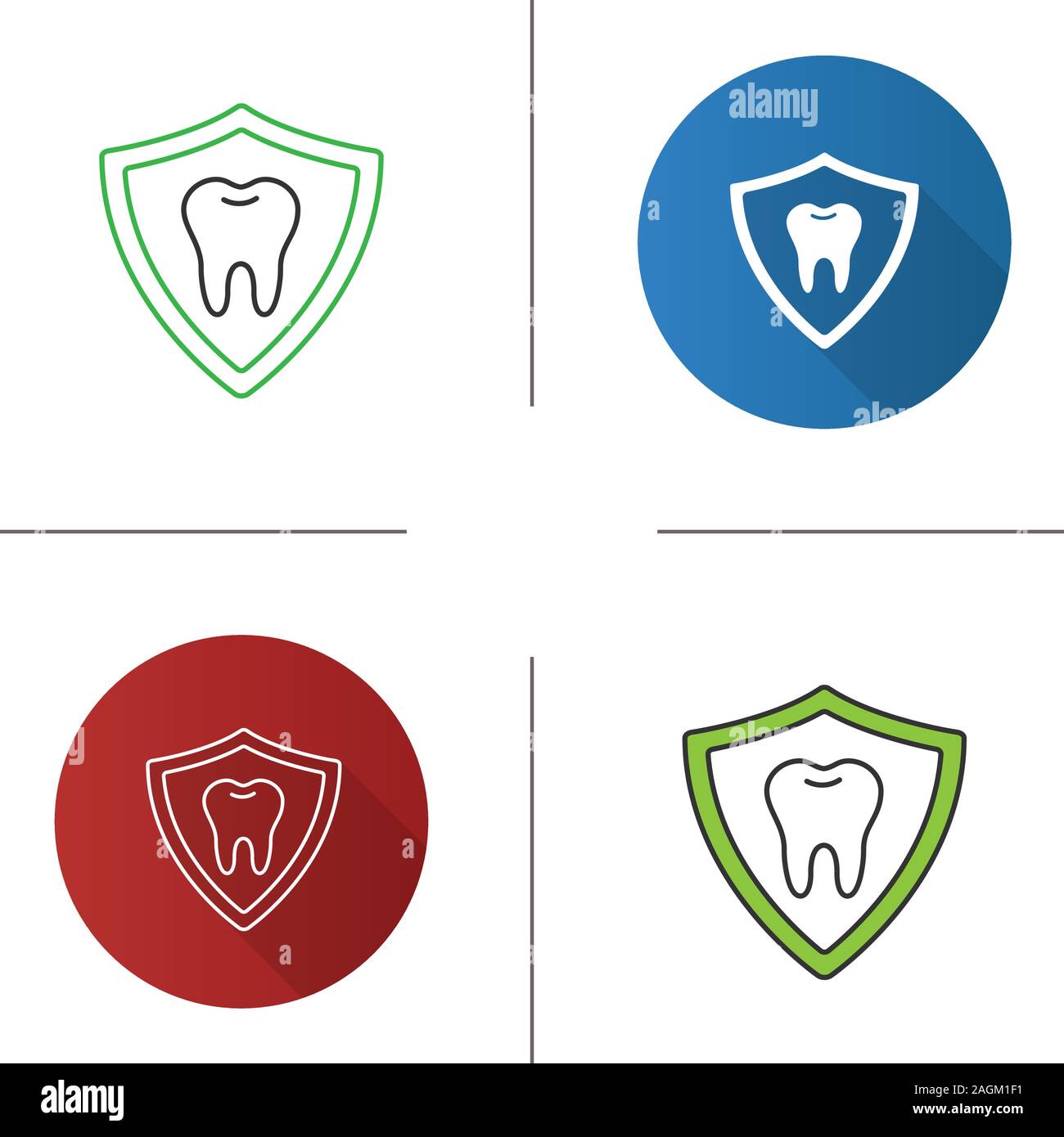 Teeth protection icon. Tooth inside shield. Flat design, linear and ...